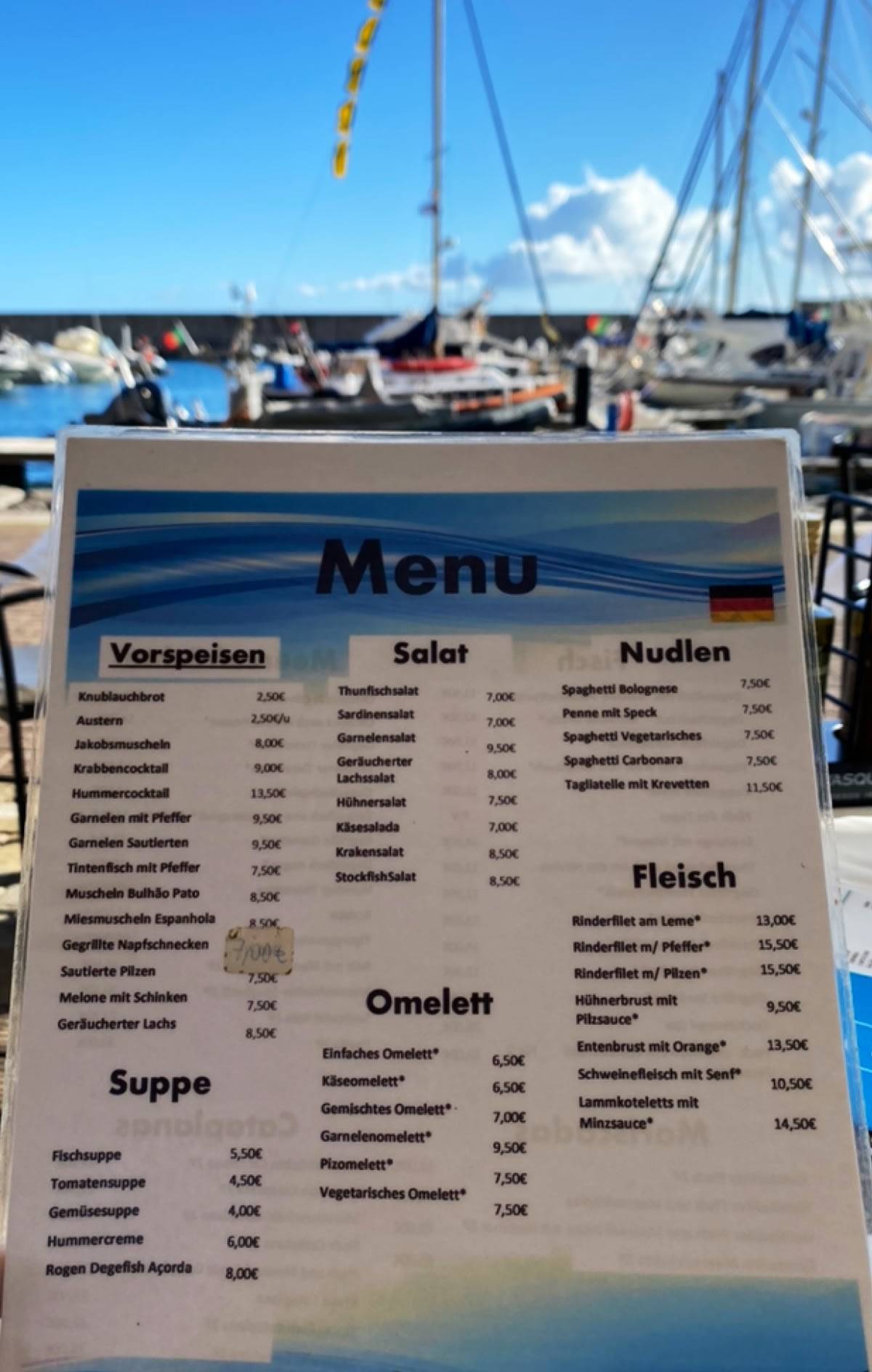 Menu at Leme Marisqueira restaurant, Estreito da Calheta