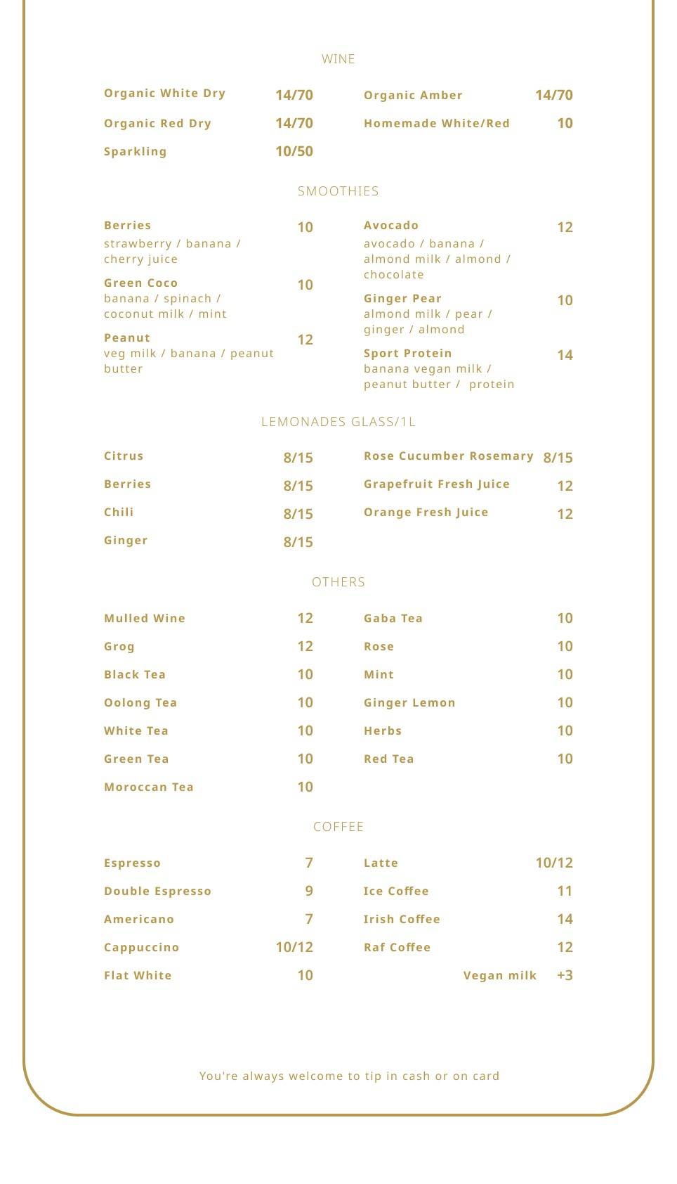 Menu at Leon's Bar & Kitchen, Tbilisi