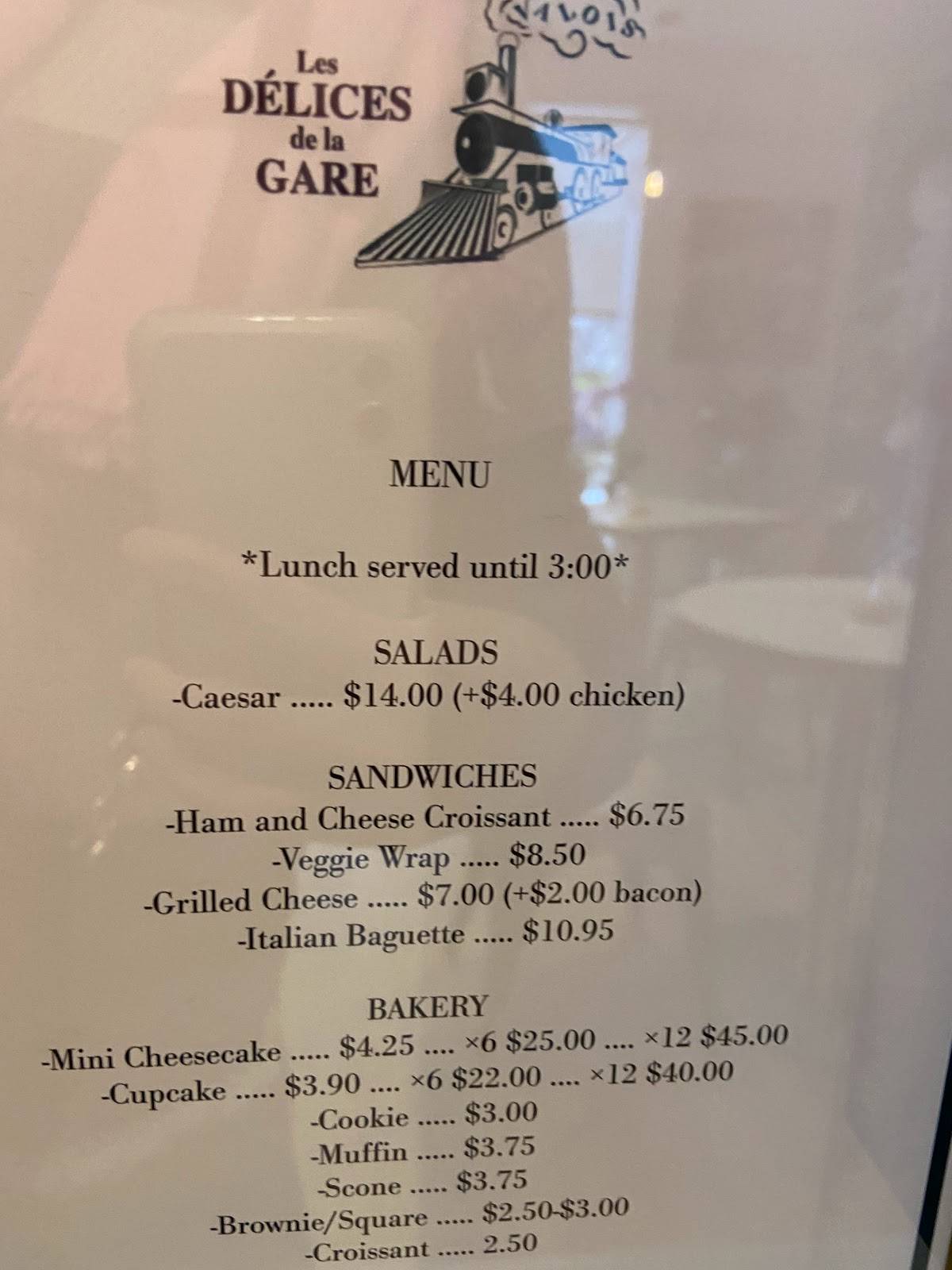 Menu at Les Délices de la Gare Valois cafe, Pointe-Claire