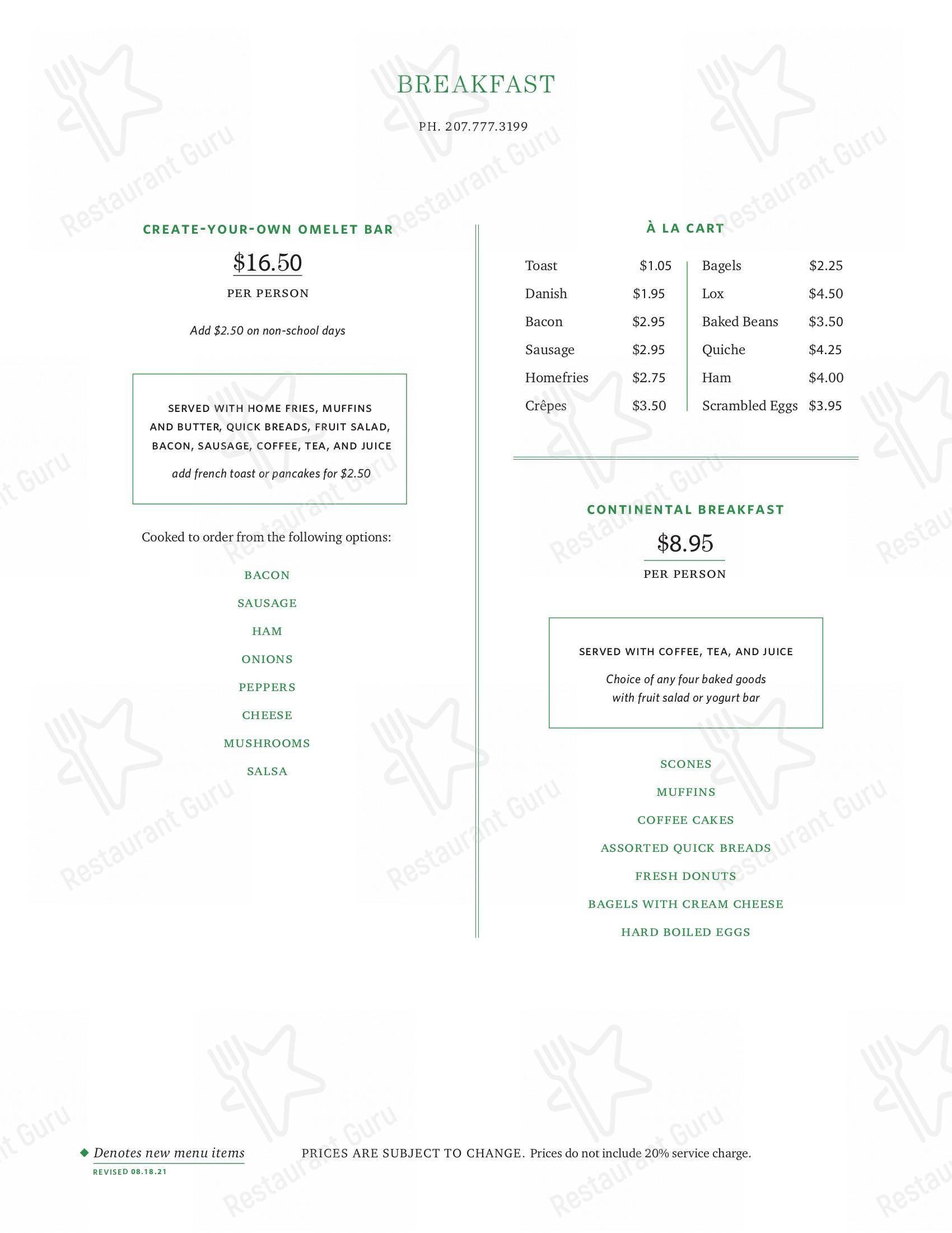 Menu at The Green Ladle restaurant, Lewiston