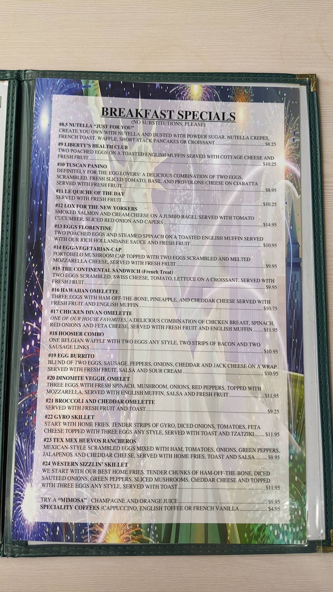 Menu at Liberty Diner restaurant, Fort Wayne, Goshen Rd