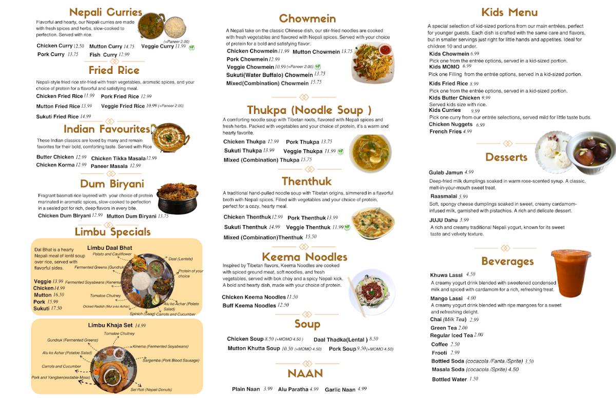Menu at Limbu Kitchen restaurant, Bedford