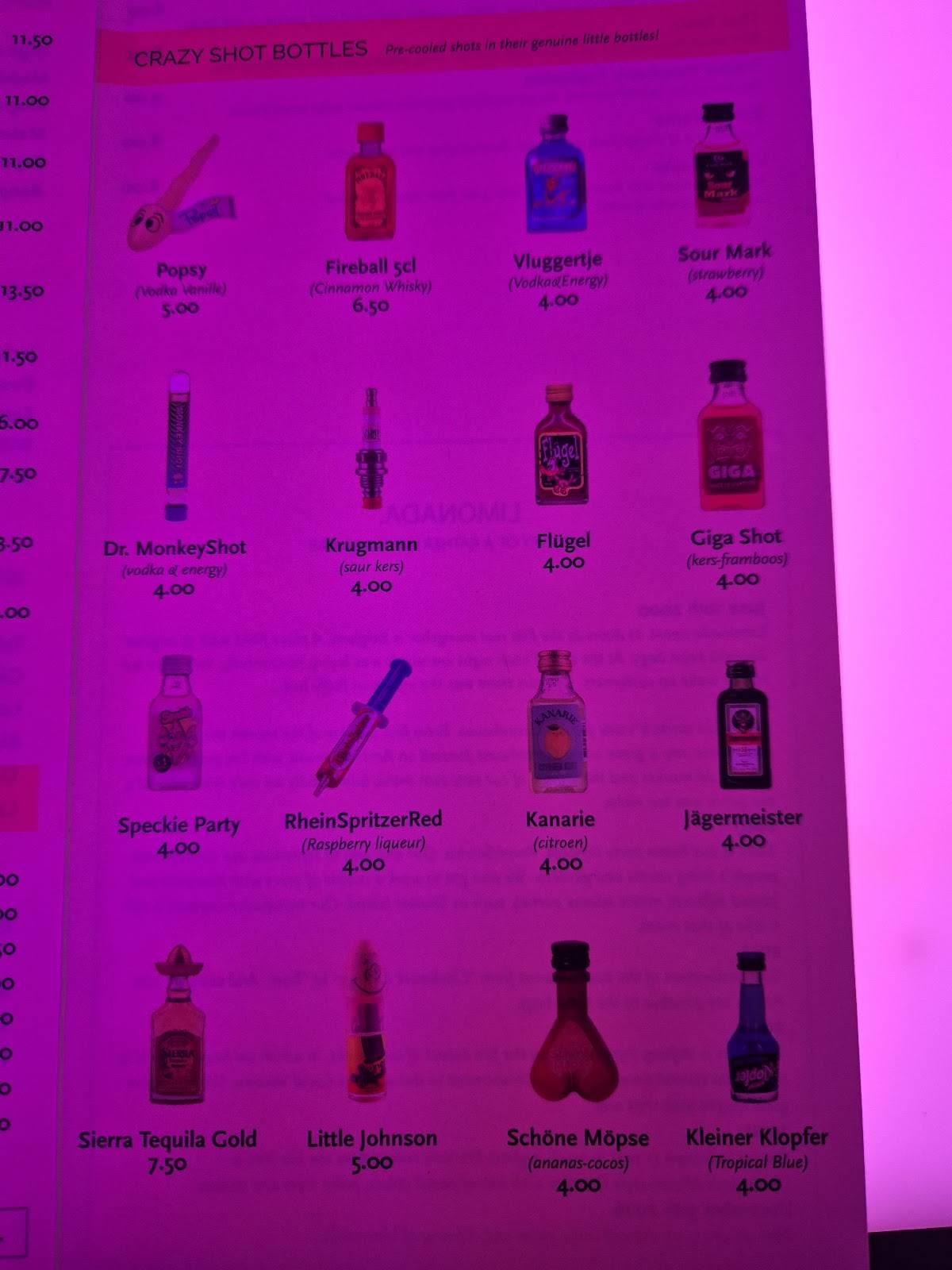 Menu at Limonada cafe, Ghent