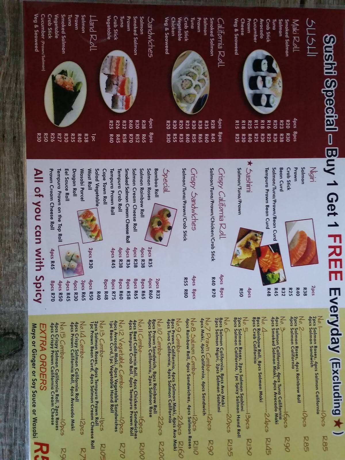 Menu at Li's Kitchen restaurant, Cape Town