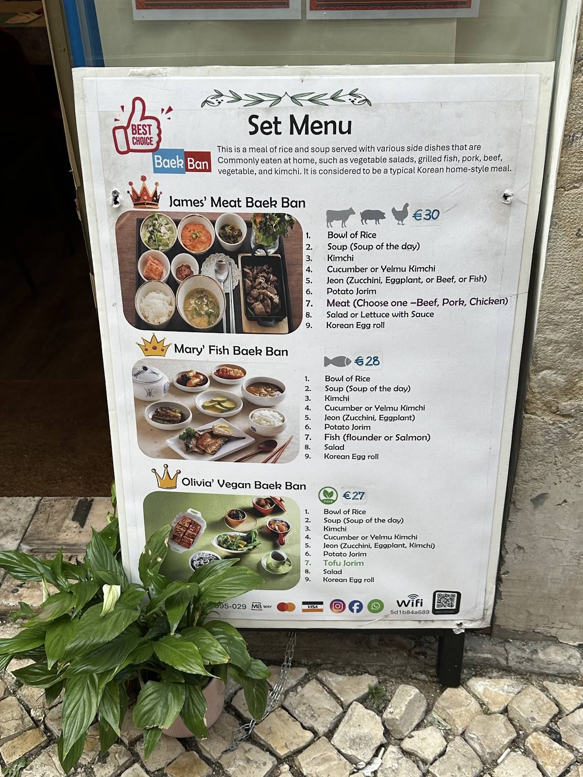 Menu em Pabul restaurante, Lisboa