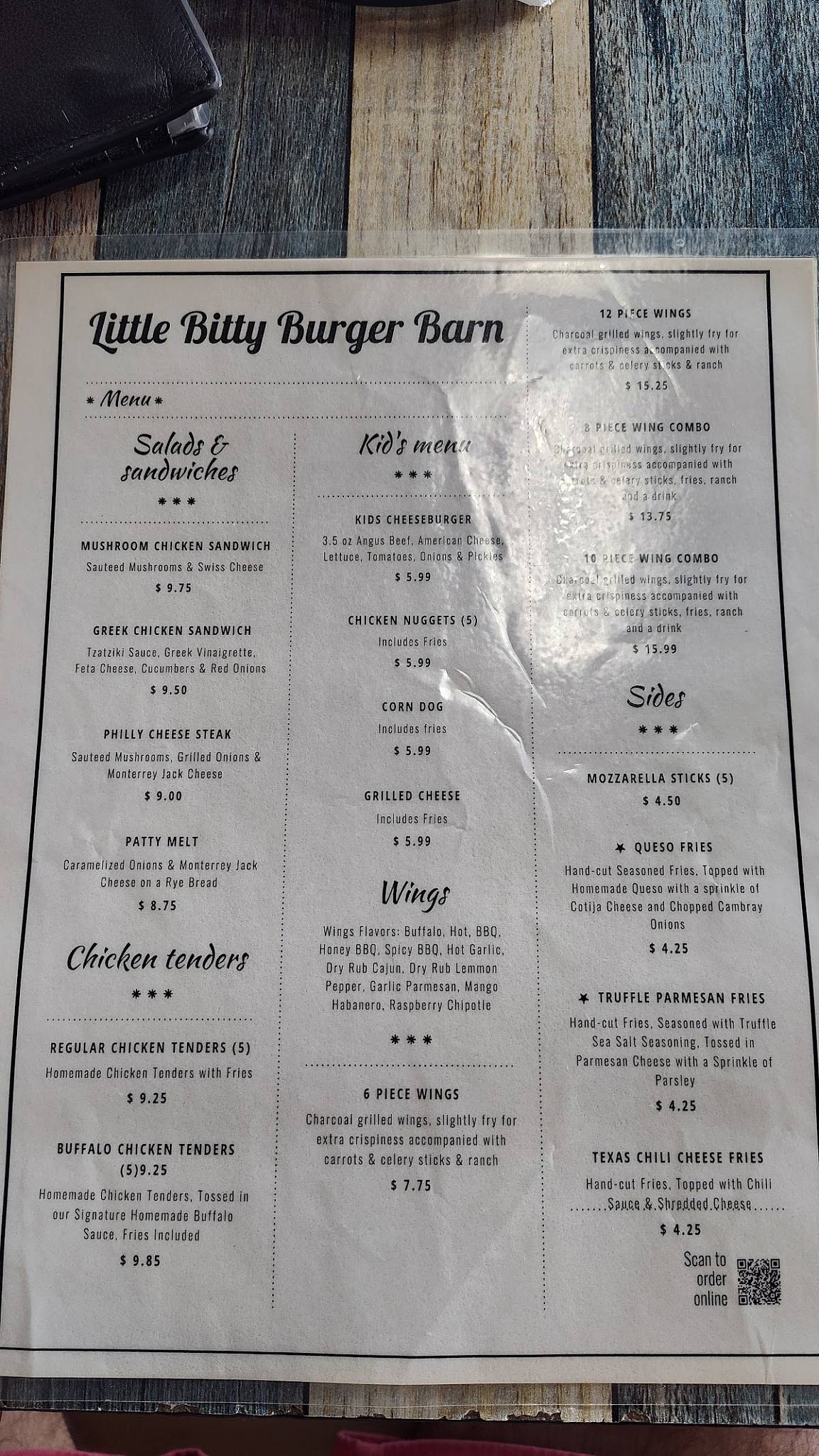 Menu at Little Bitty Burger Barn, Houston, Antoine Dr