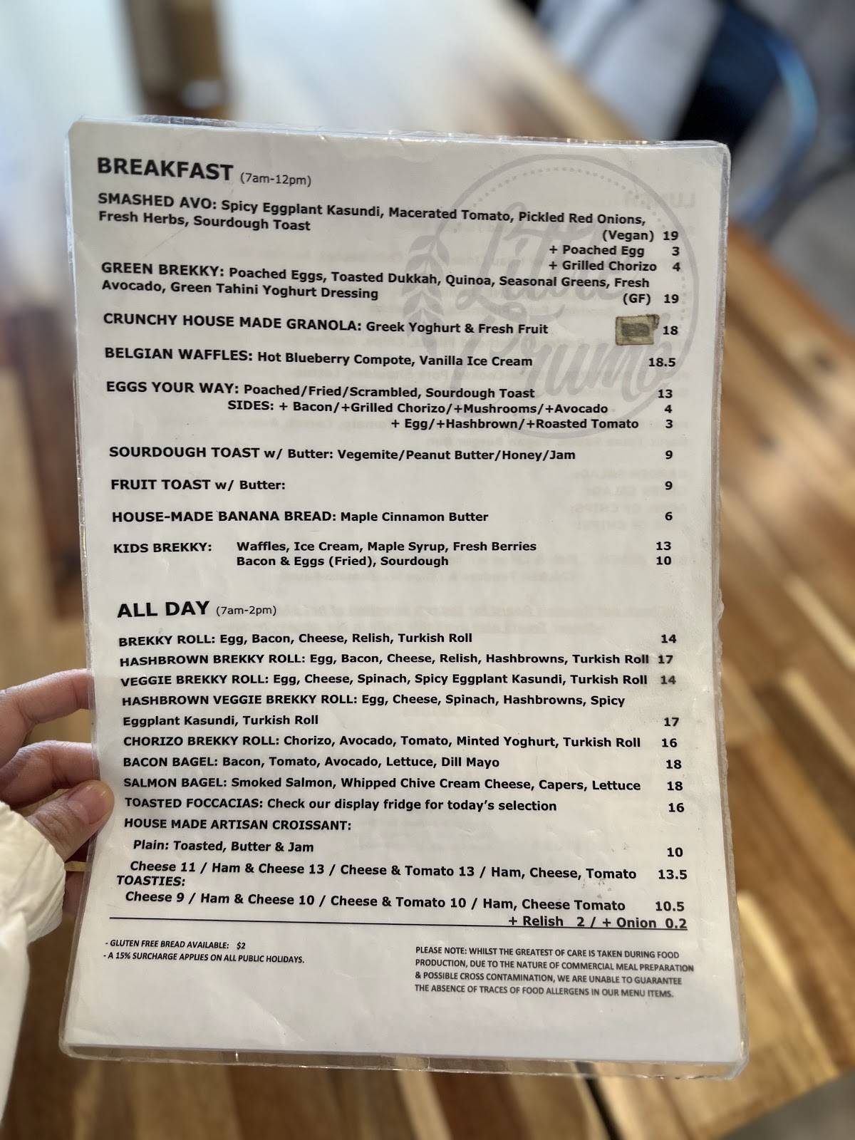 Menu at Little Crumb Bakery, Apollo Bay