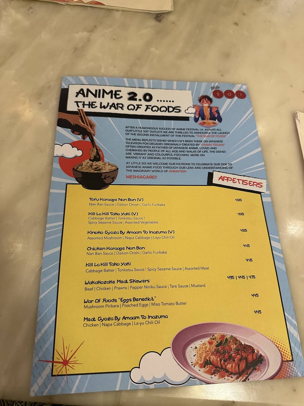 Menu at Little Soi, Chennai