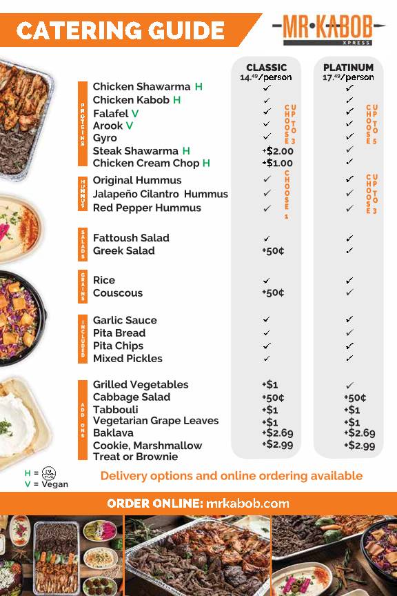 Menu at Mr Kabob Xpress Grille & Catering Livonia restaurant, Livonia