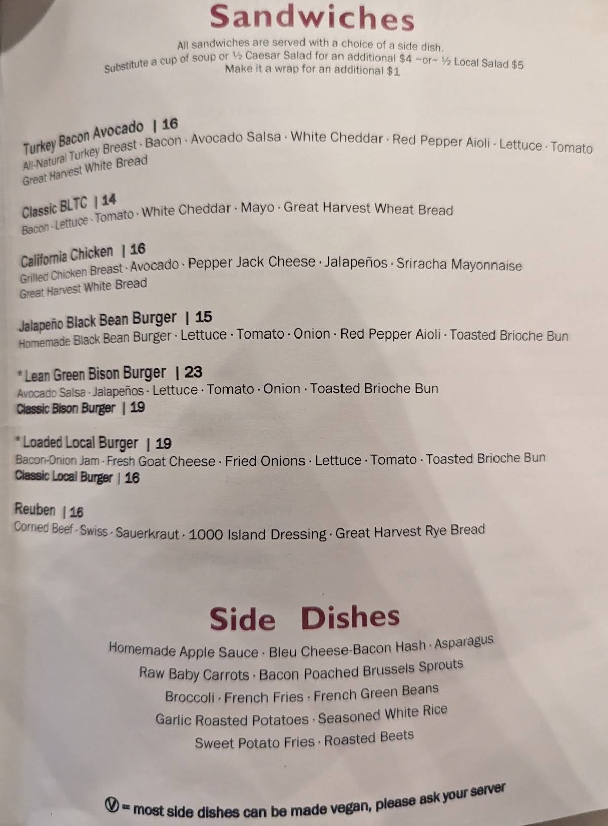 Menu at Local Roots restaurant, Powell