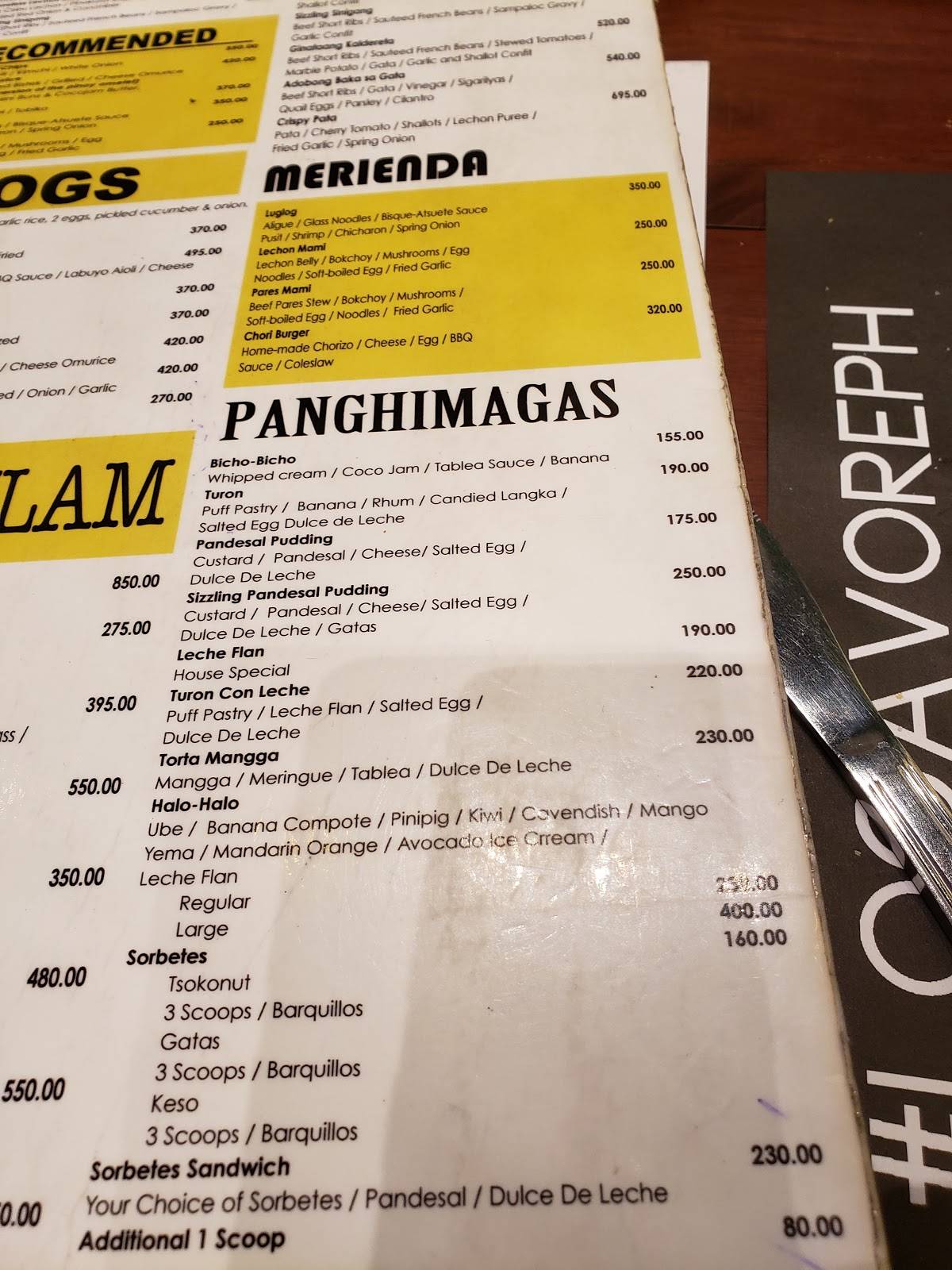 Menu at Locavore Eastwood restaurant, Quezon City