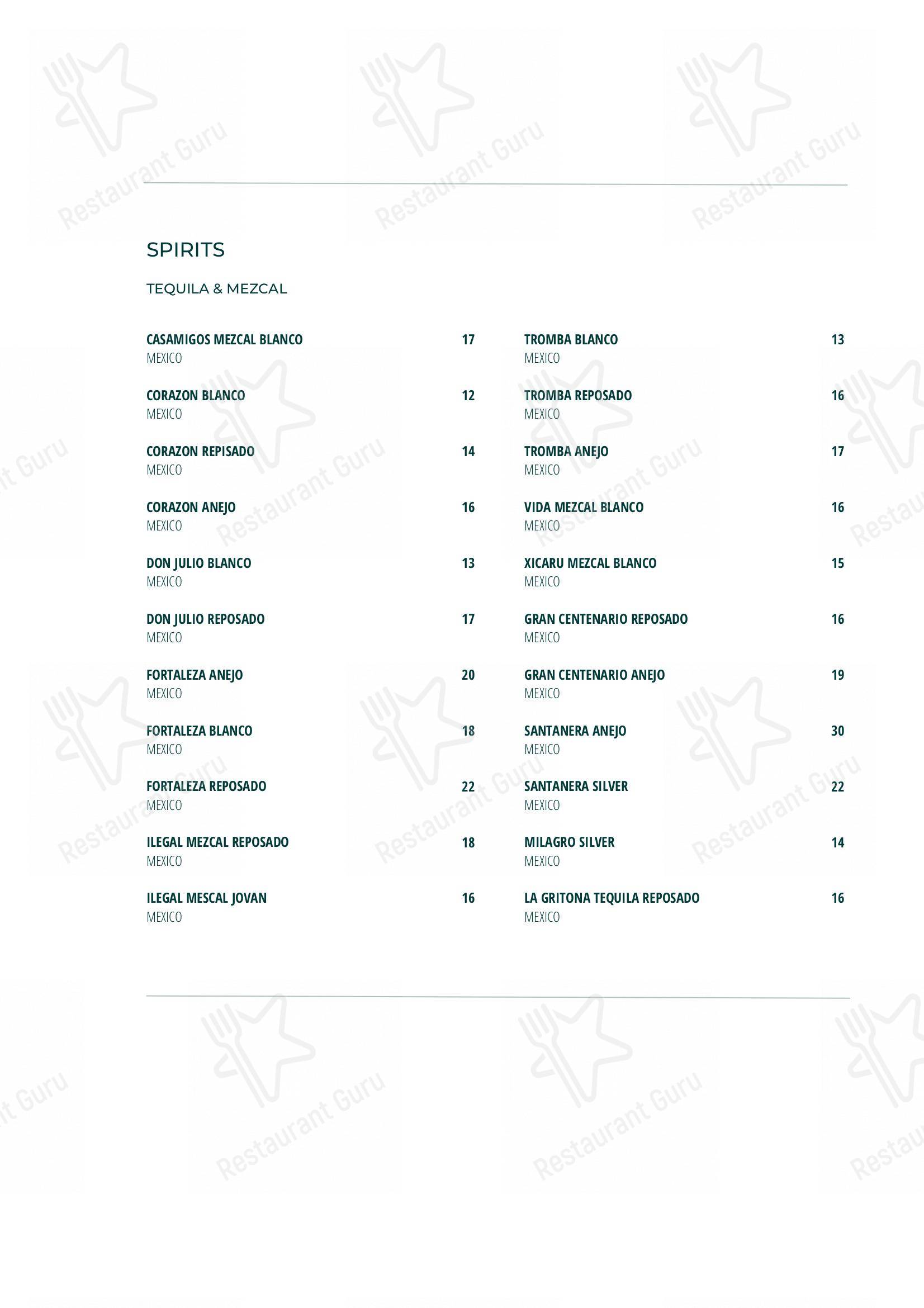 Menu at Lona Misa restaurant, South Yarra