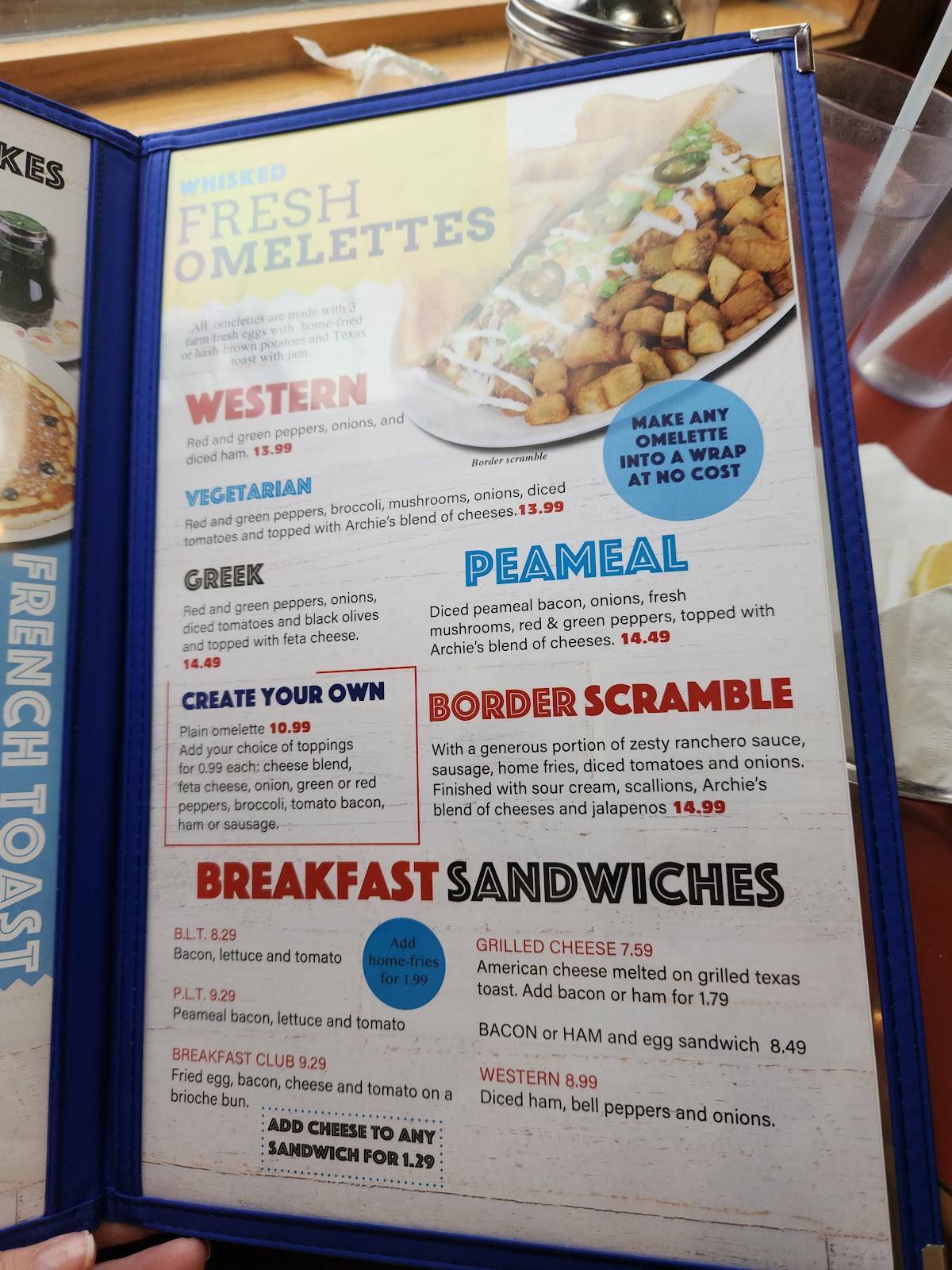 Menu at Archie's Fish & Chips restaurant, London, 153 Wharncliffe Rd S