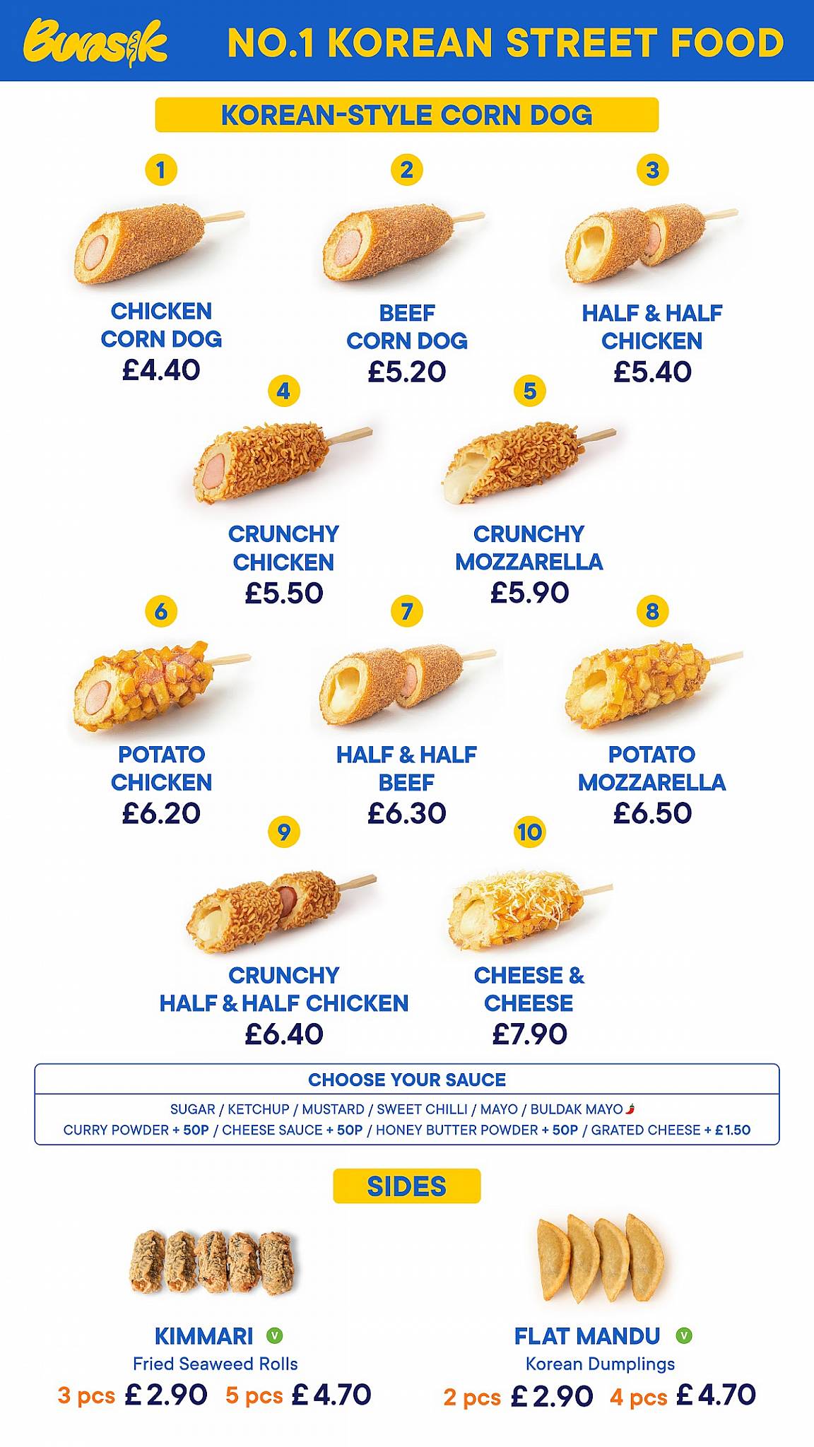 Menu at Bunsik - Leicester Square restaurant, London, 62 Charing Cross Rd