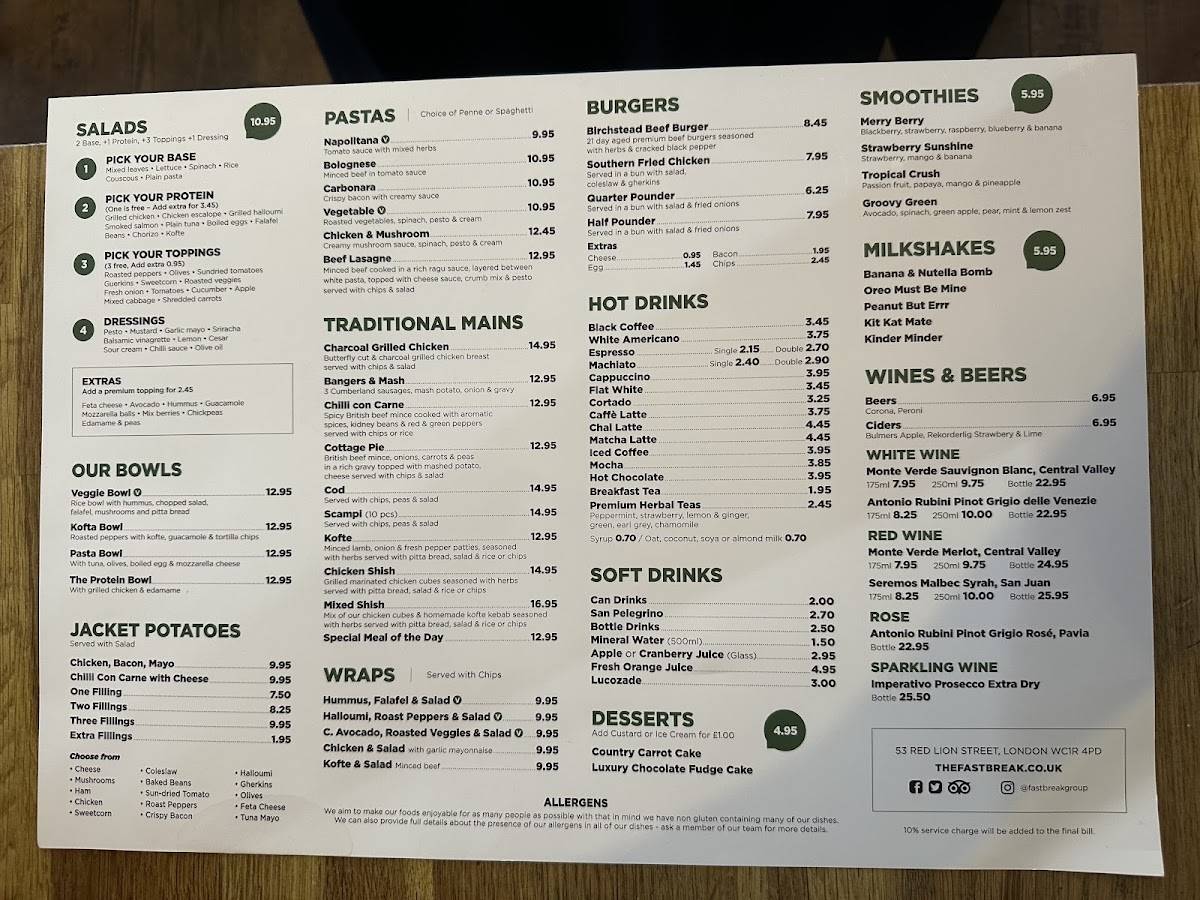 Menu at Kozzy Cafe, London