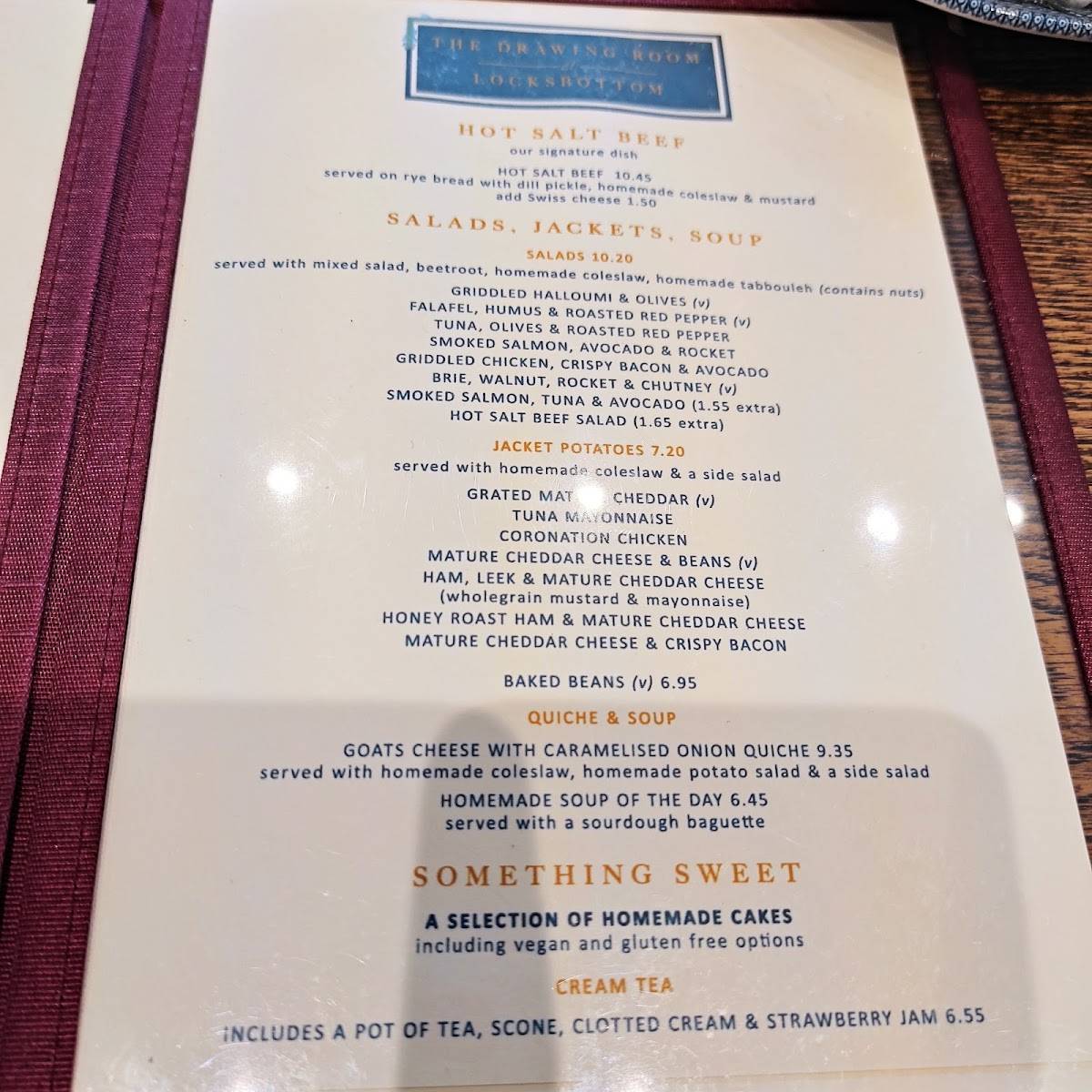 Menu at The Drawing Room of Locksbottom cafe, Orpington, 405 Crofton Rd