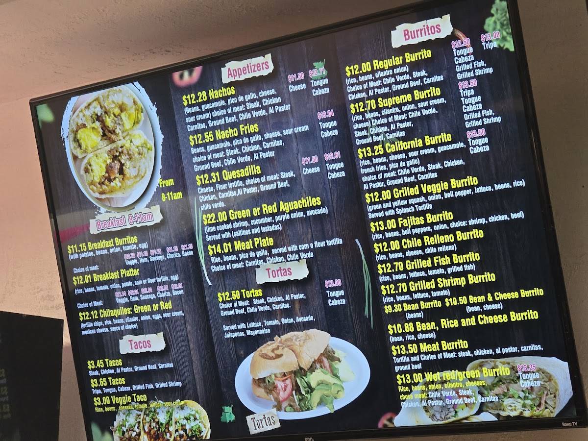Menu at Los 2 Carnales Mexican Restaurant, Oakhurst
