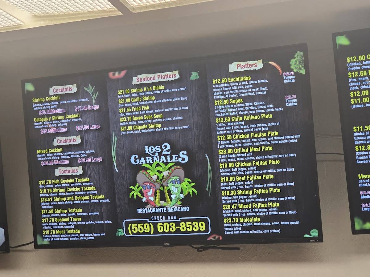 Menu at Los 2 Carnales Mexican Restaurant, Oakhurst