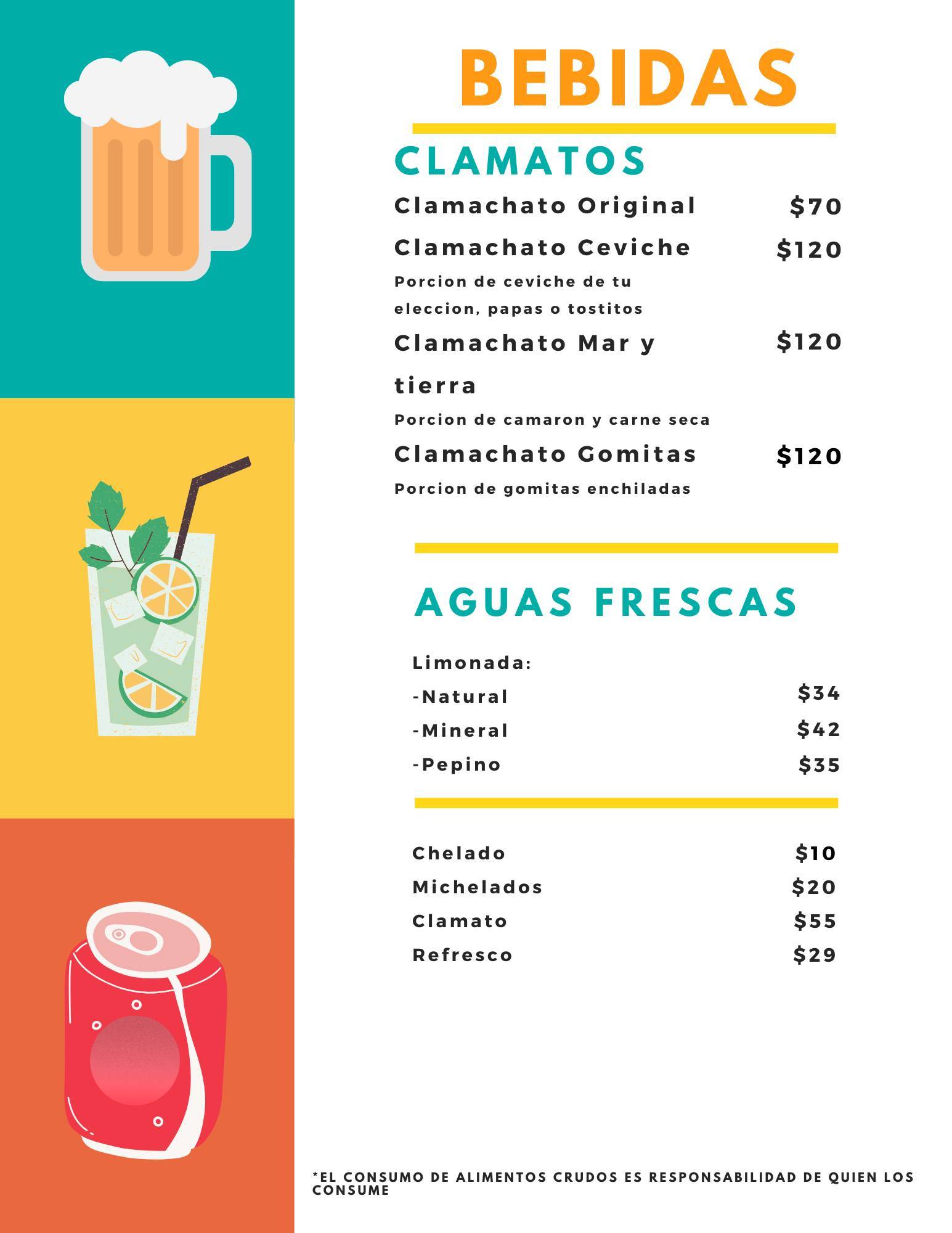 Carta del restaurante Los Chatos, Chihuahua