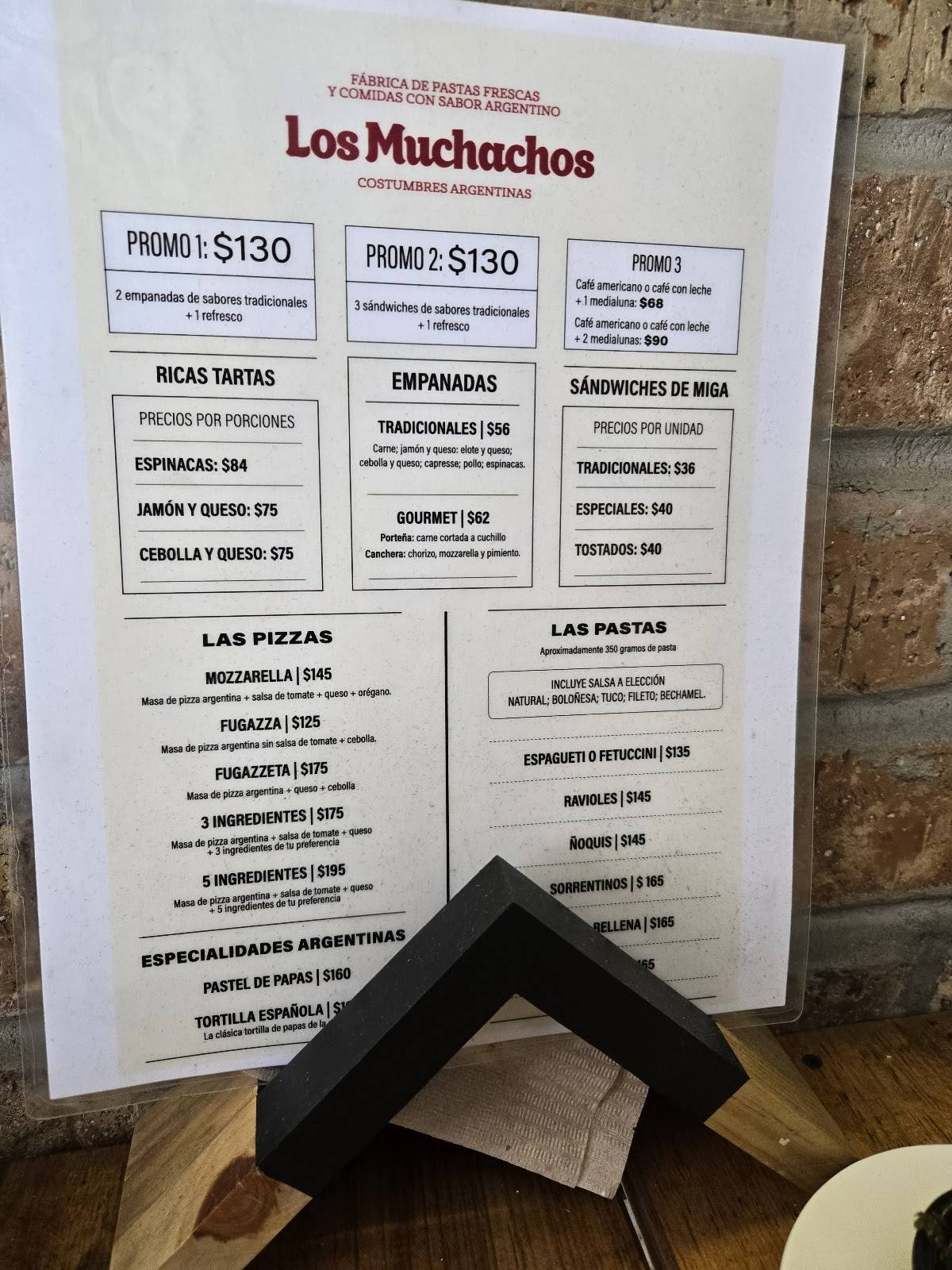 Carta del restaurante Los Muchachos, Ciudad del México