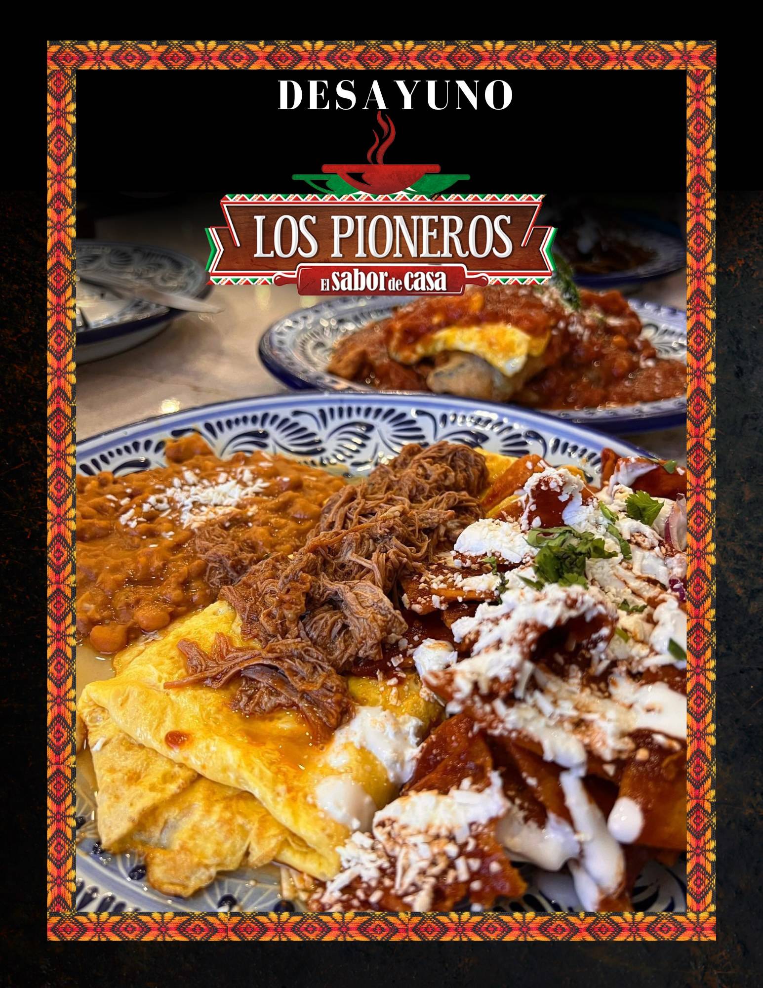 Carta de Restaurante Los Pioneros, Mexicali