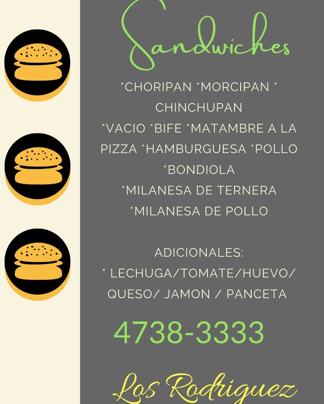 Carta del restaurante Los Rodríguez, Villa Ballester