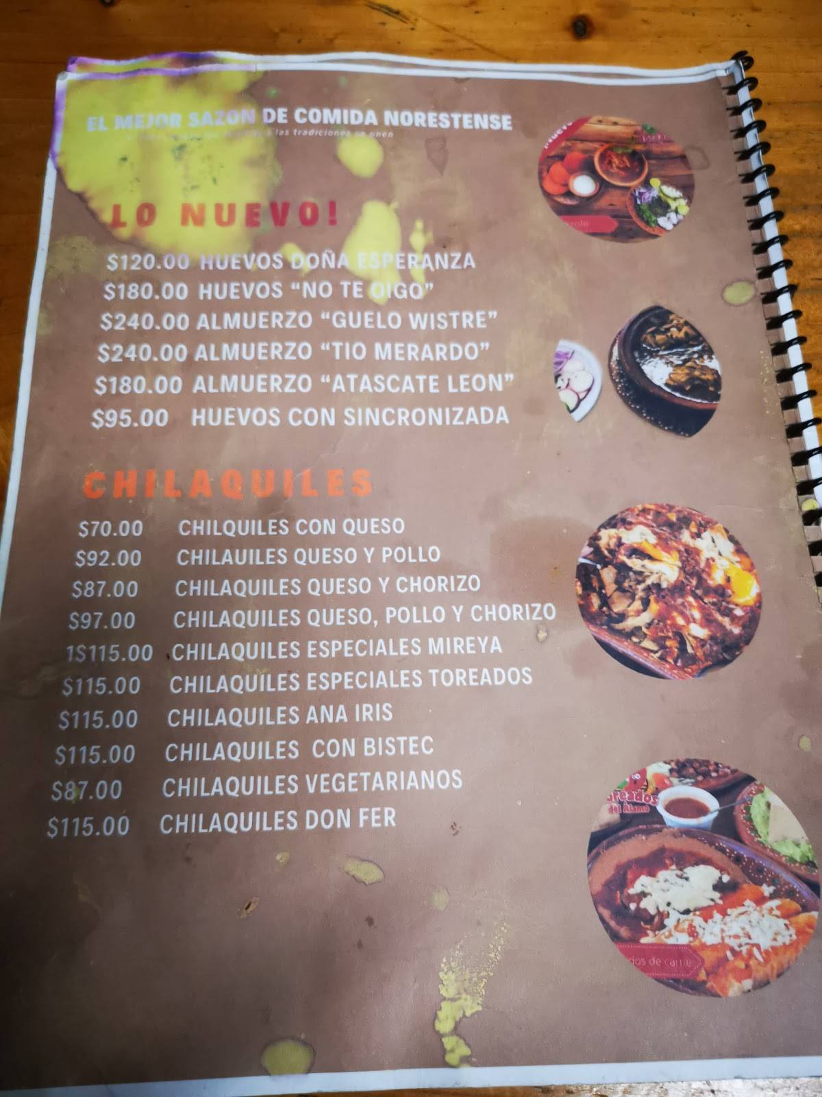 Carta del restaurante Los Toreados del Álamo, Santiago, México 85
