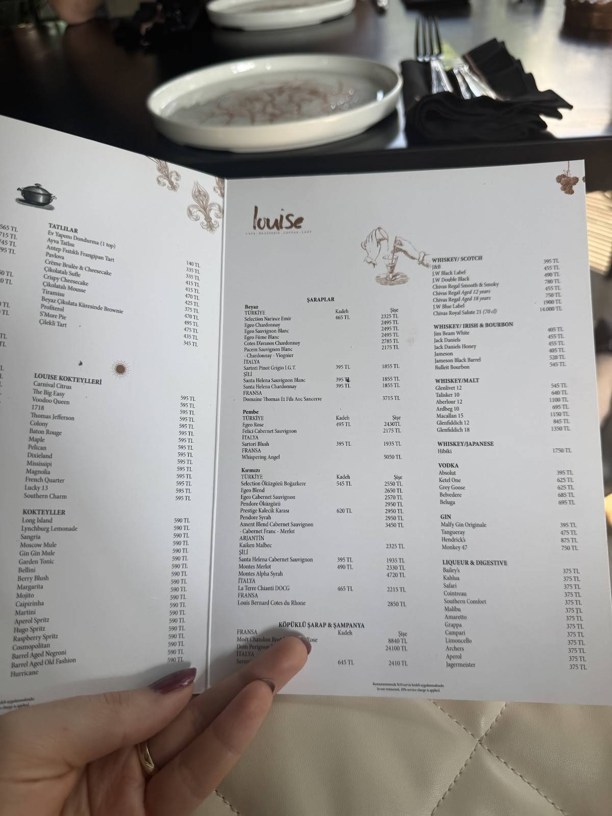 Menu at Louise Cafe Brasserie & Loft, Ankara, Filistin Cd. No:37