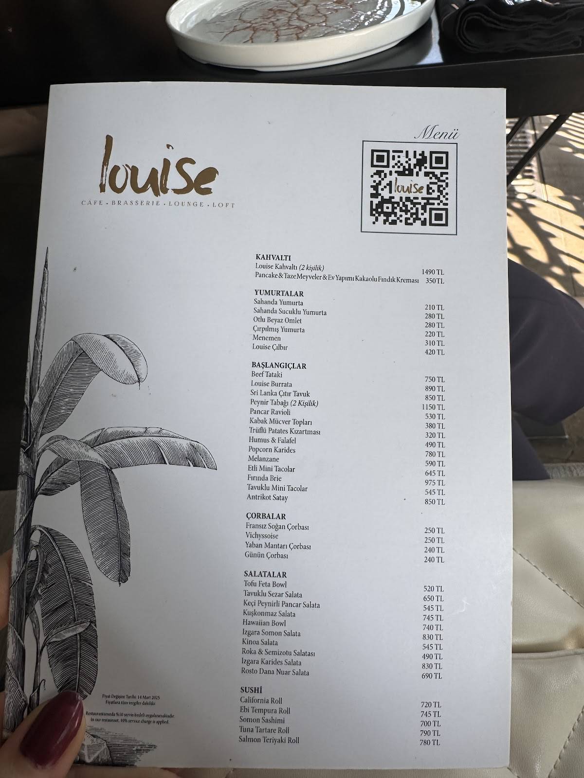 Menu at Louise Cafe Brasserie & Loft, Ankara, Filistin Cd. No:37