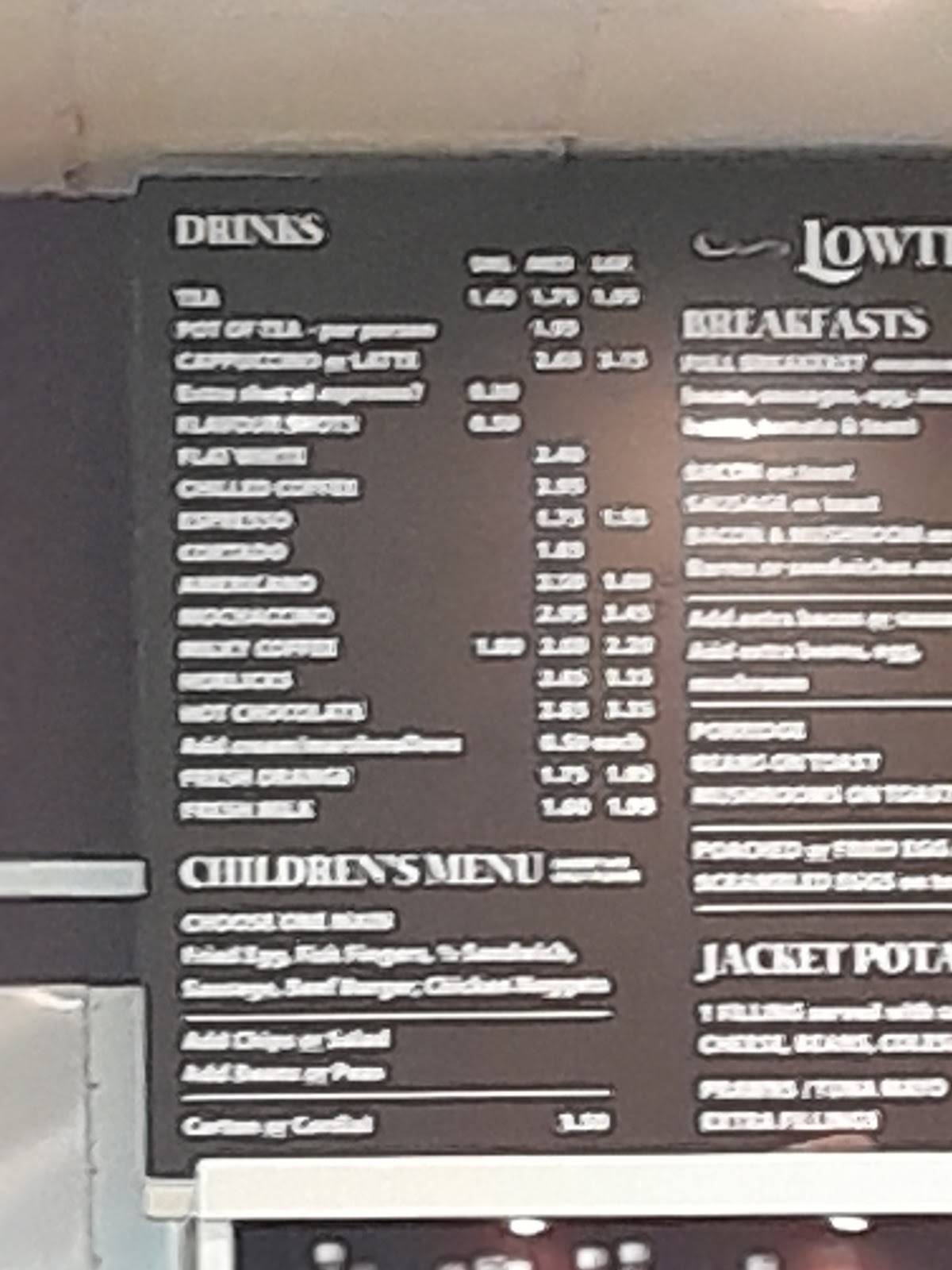 Menu at Lowther Pavillion Cafe, Lytham Saint Annes