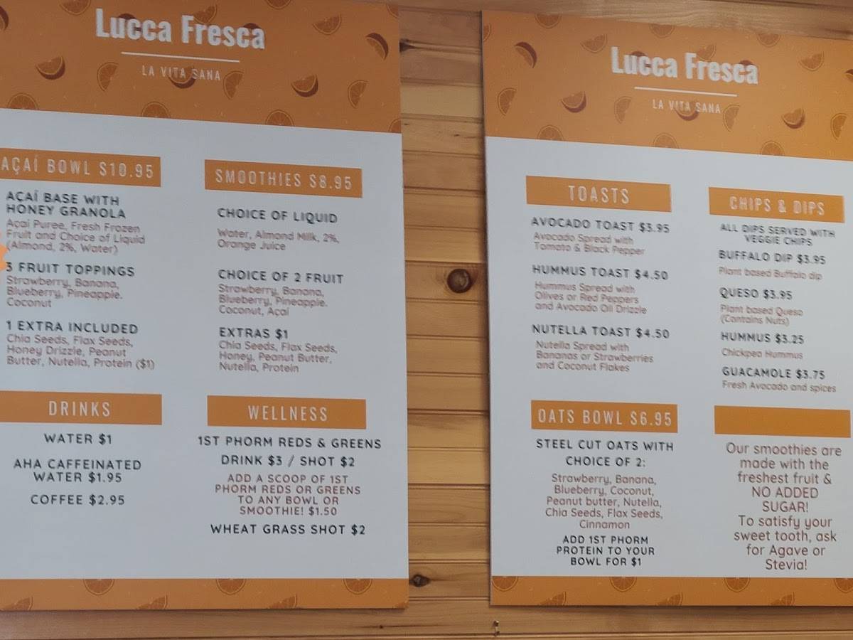 Menu at Lucca Restaurant, Taylor