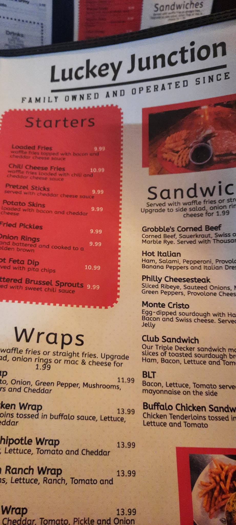 Menu at Luckey Junction restaurant, Luckey
