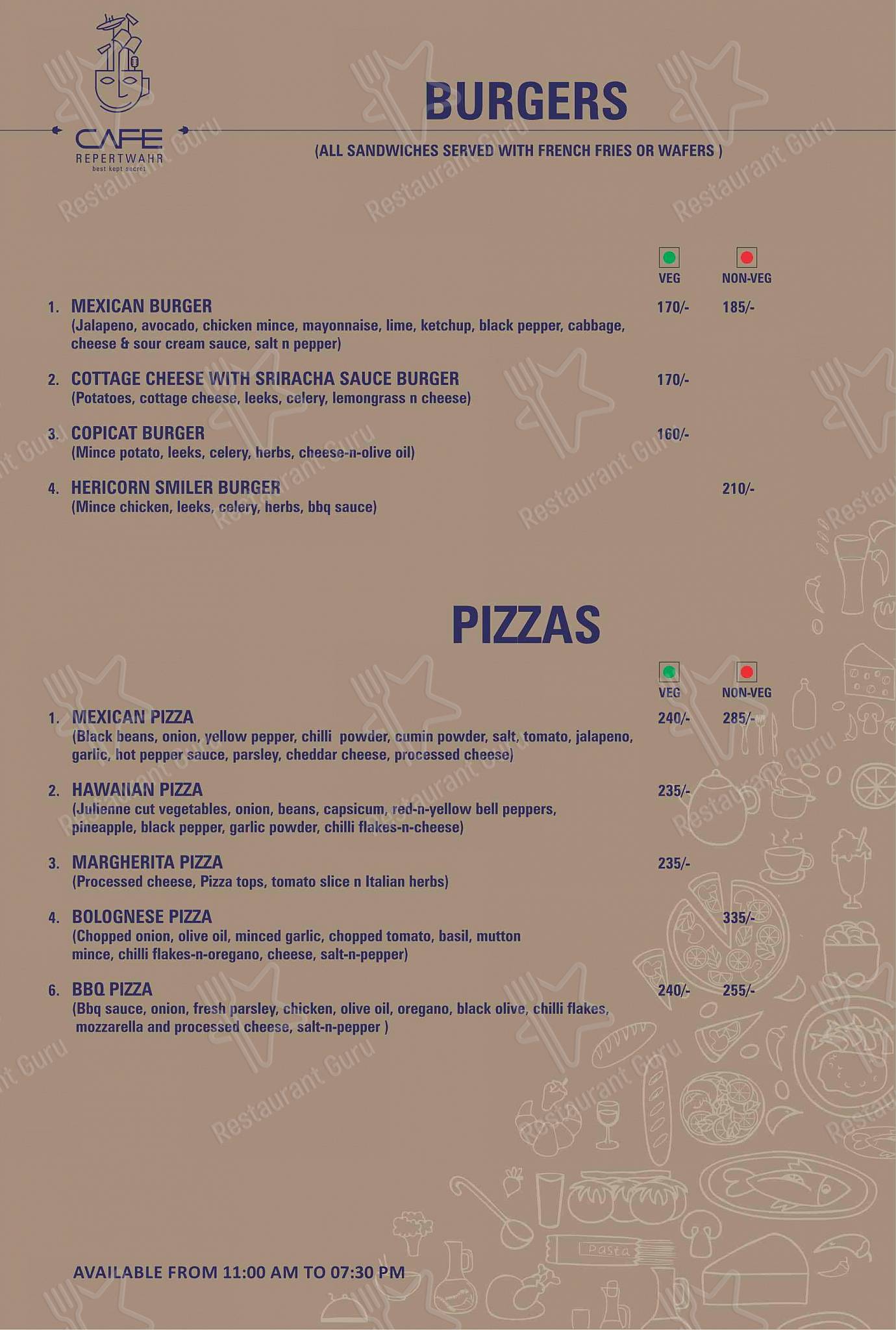 Menu at Cafe Repertwahr, Lucknow
