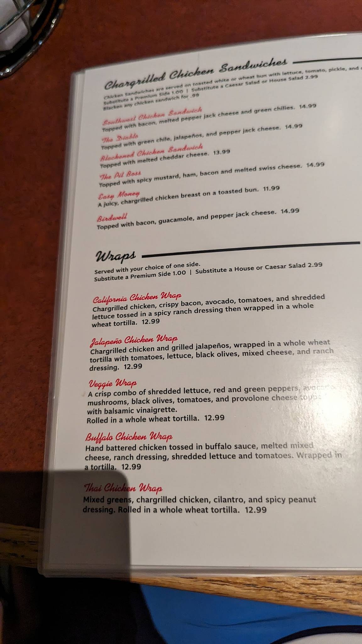 Menu at Lucky Lou's pub & bar, Mesa
