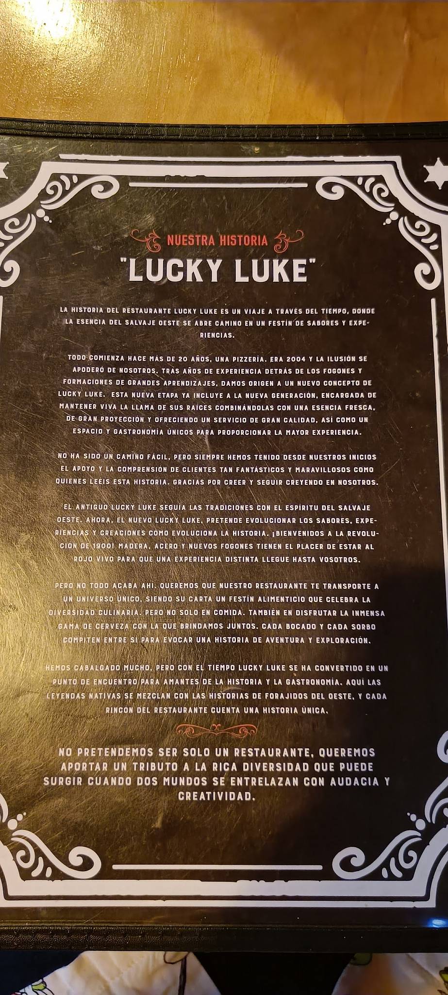 Carta de pizzería LUCKY LUKE, Lucena