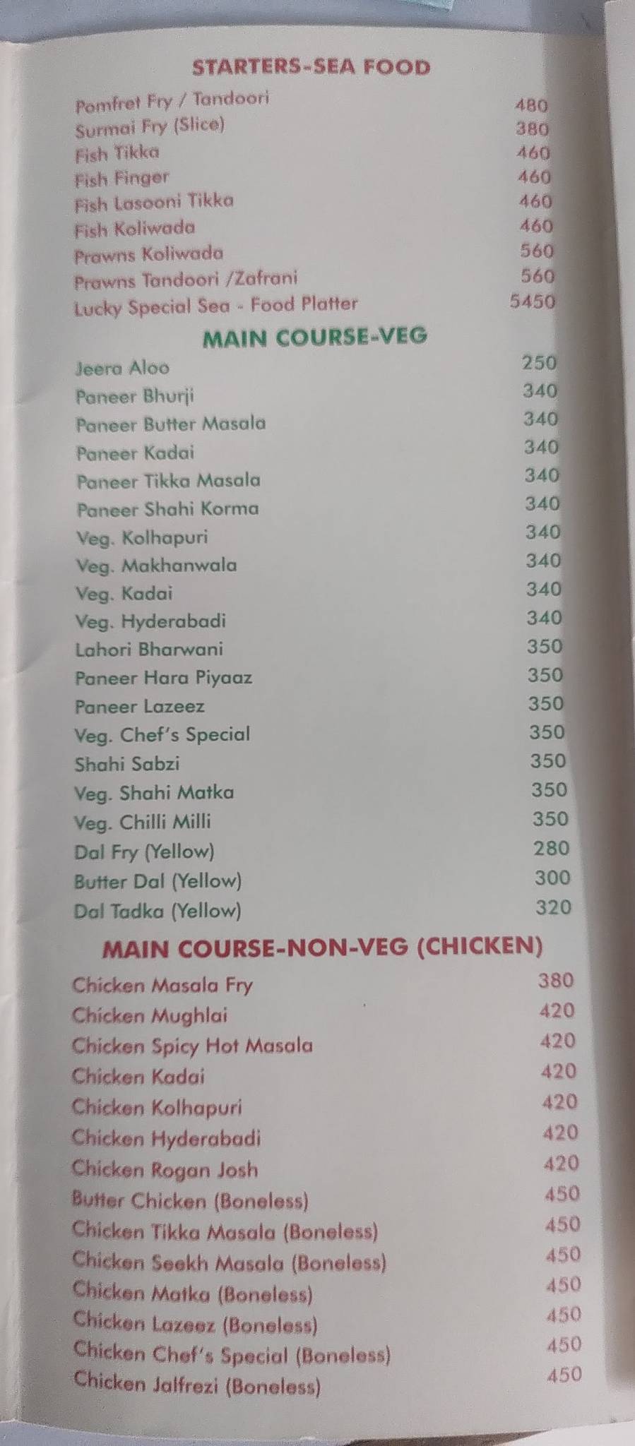 Menu at Lucky Restaurant Thane, Thane