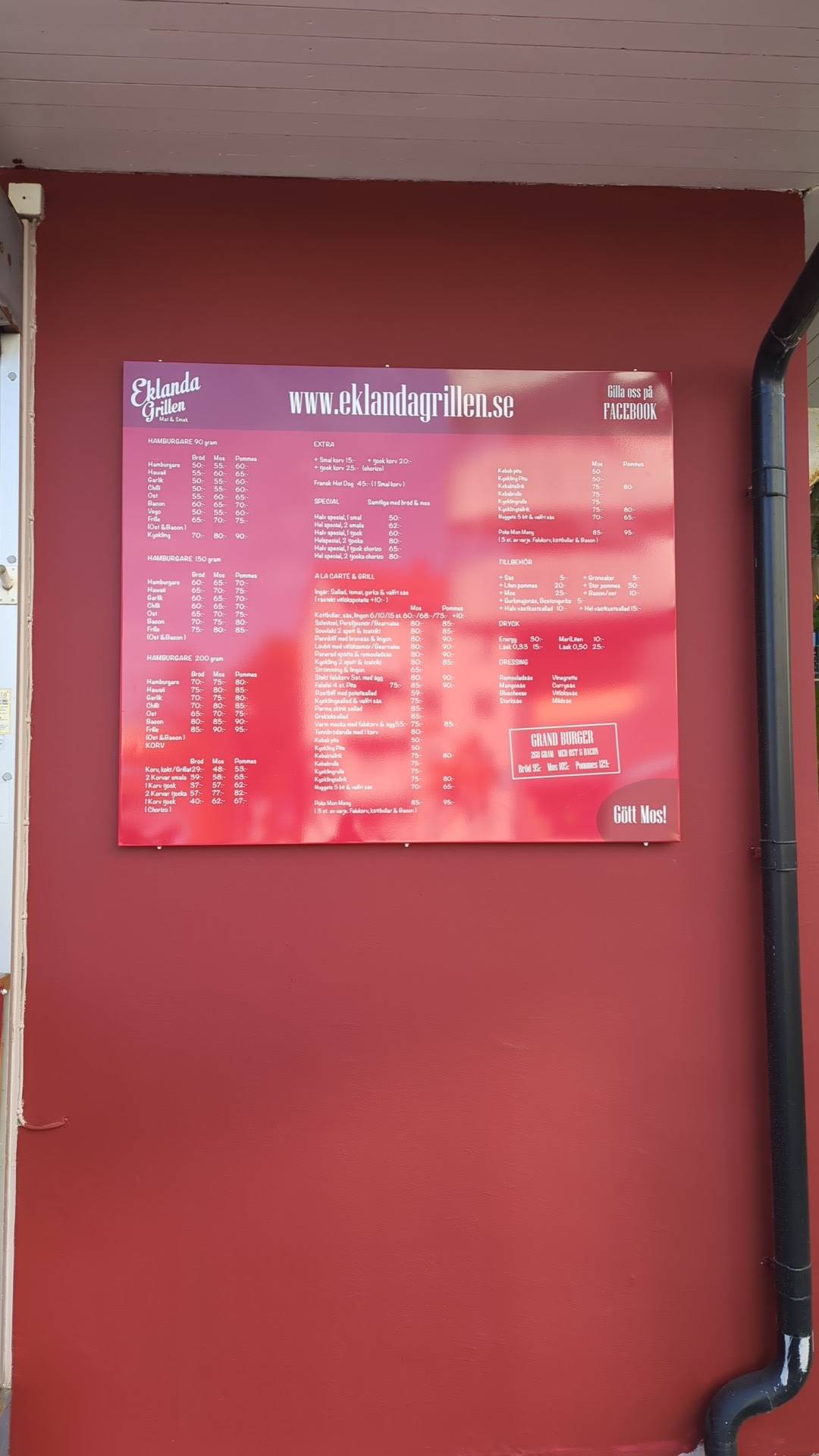 Menu at Luma Grillhouse restaurant, Gothenburg