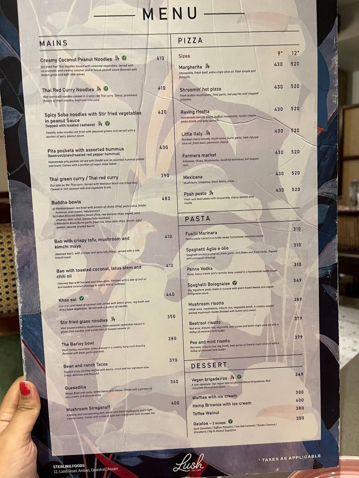 Menu at Lush - The Café, Guwahati
