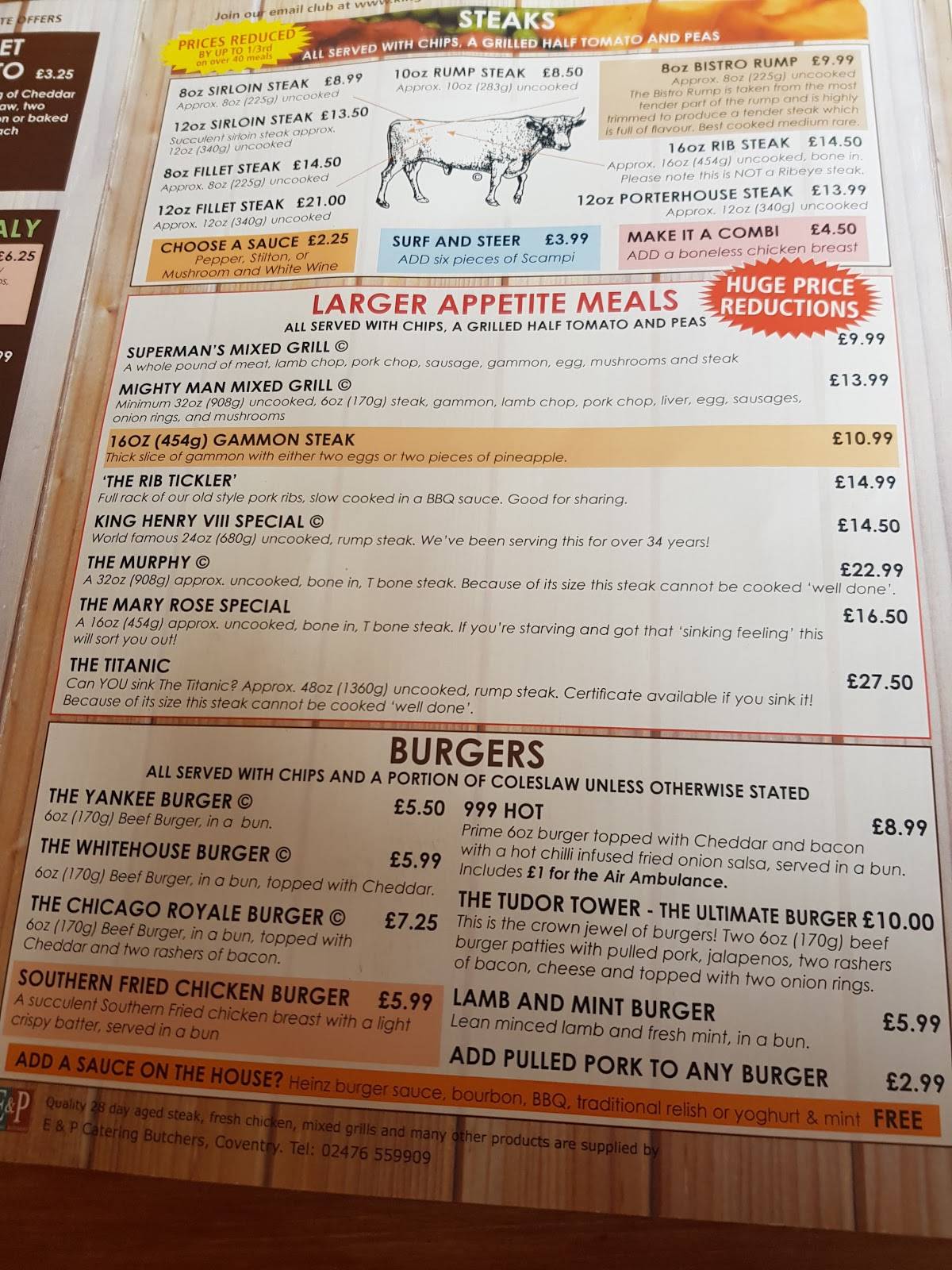 Menu at The Man At Arms pub & bar, Lutterworth