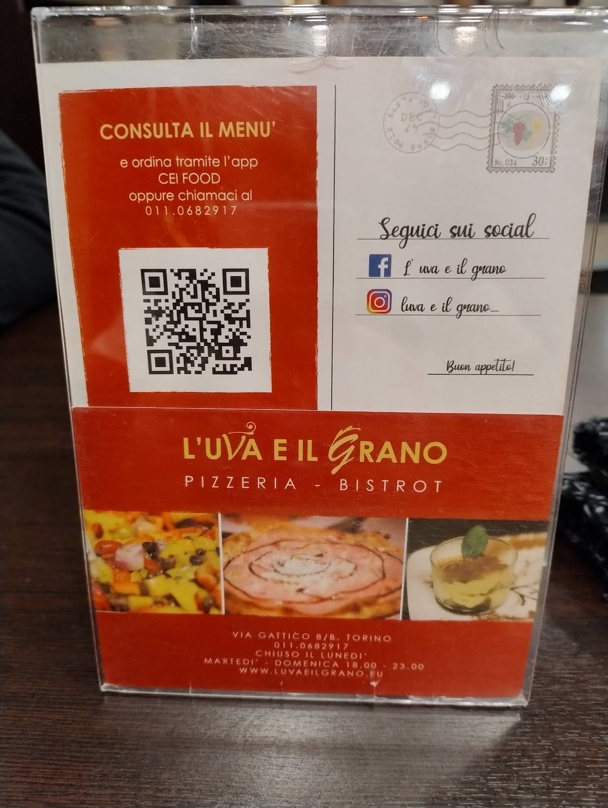 Menu da L'Uva e il Grano ristorante, Torino