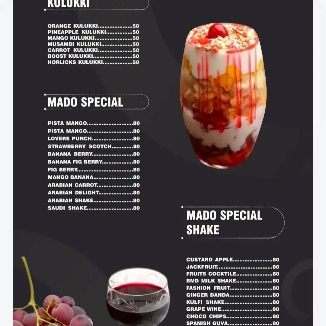 Menu at MADO CAFE, Padapai
