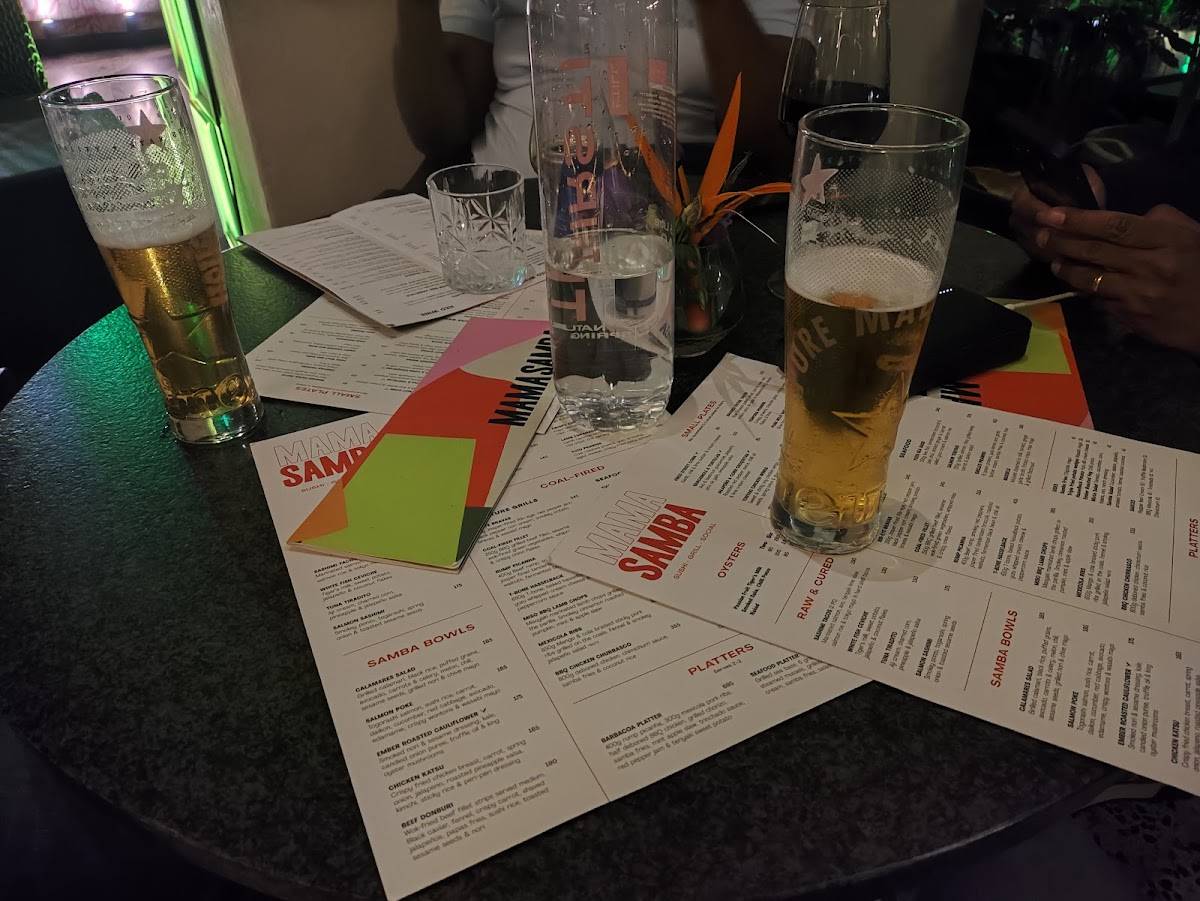 Menu at MAMASAMBA restaurant, Johannesburg