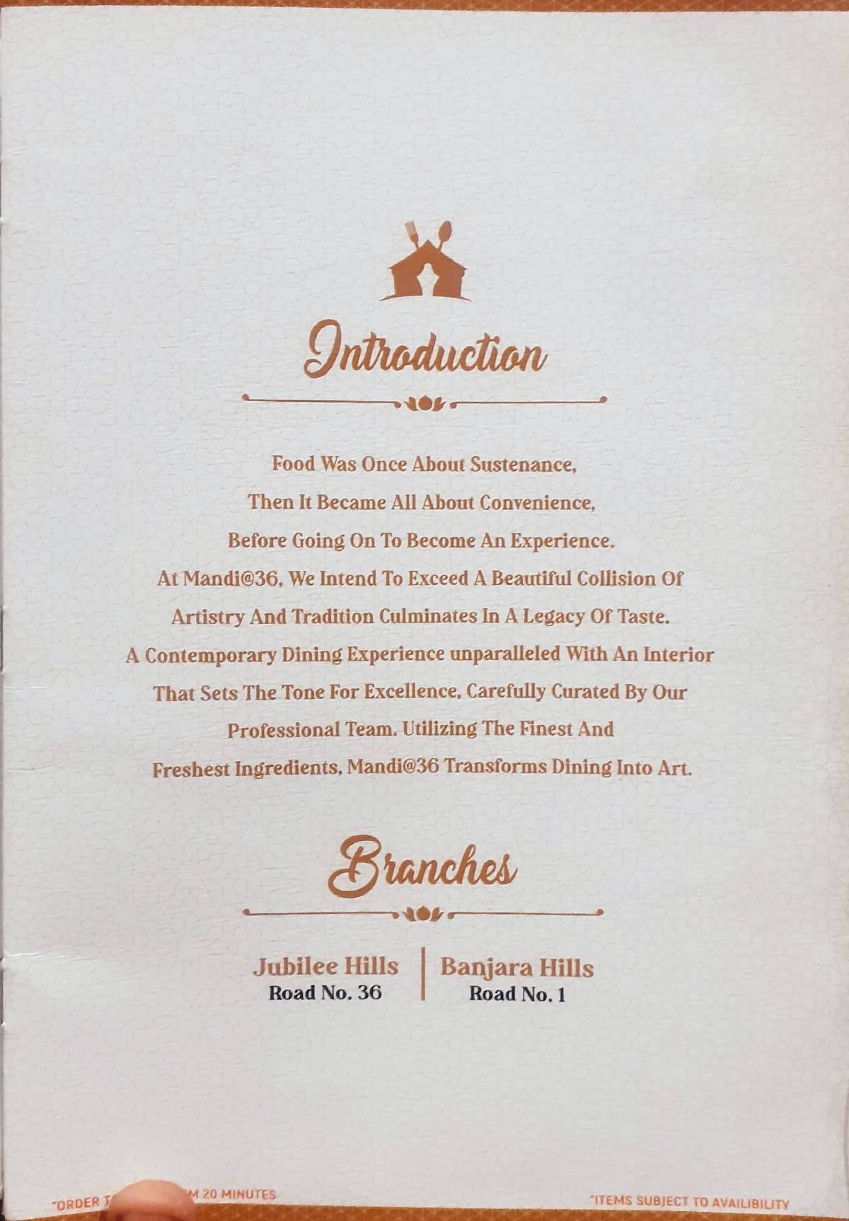 Menu at MANDI @ 36 Arabian kitchen, Hyderabad, 1st Floor