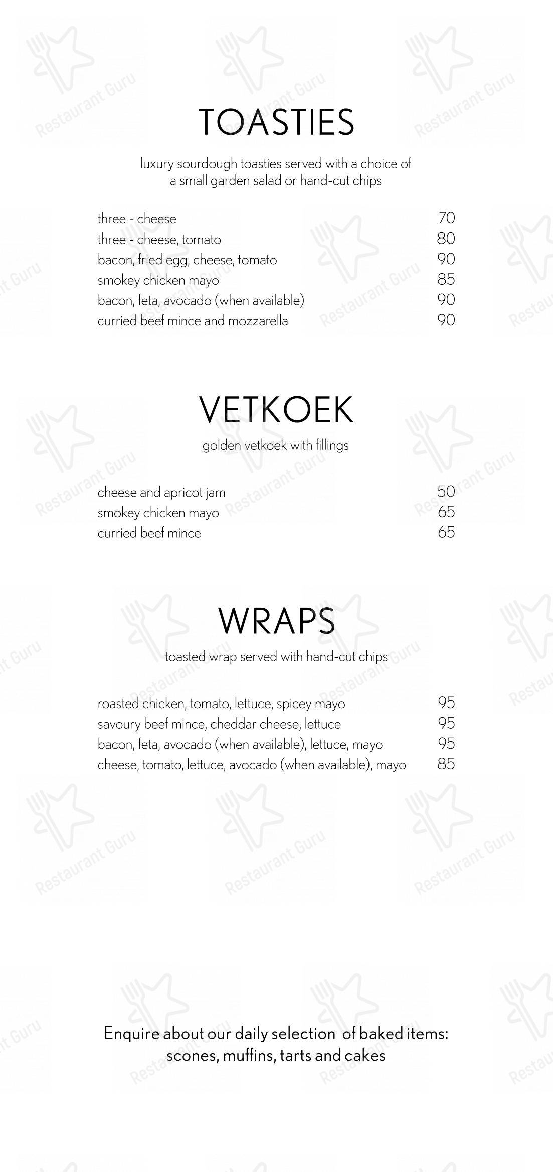 Menu at MARIA dogter van Evert Eatery, Cape Town