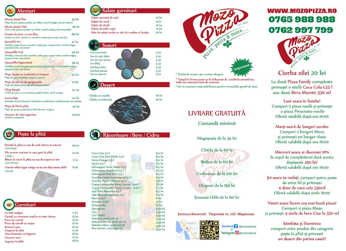 Menu at MOZO PIZZA, Mogoșoaia