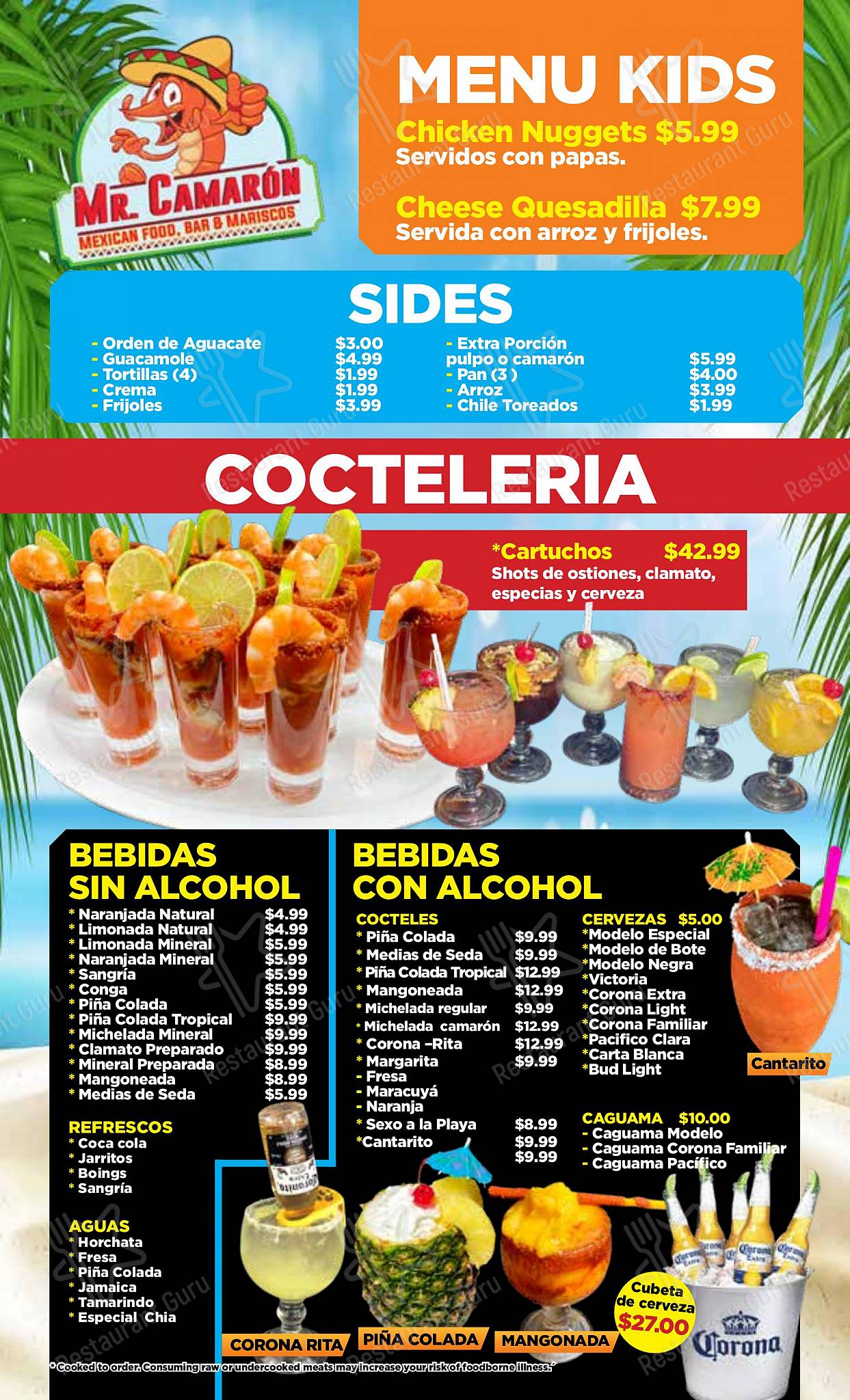 Carta de MR. CAMARON Bar & Grill, Kent
