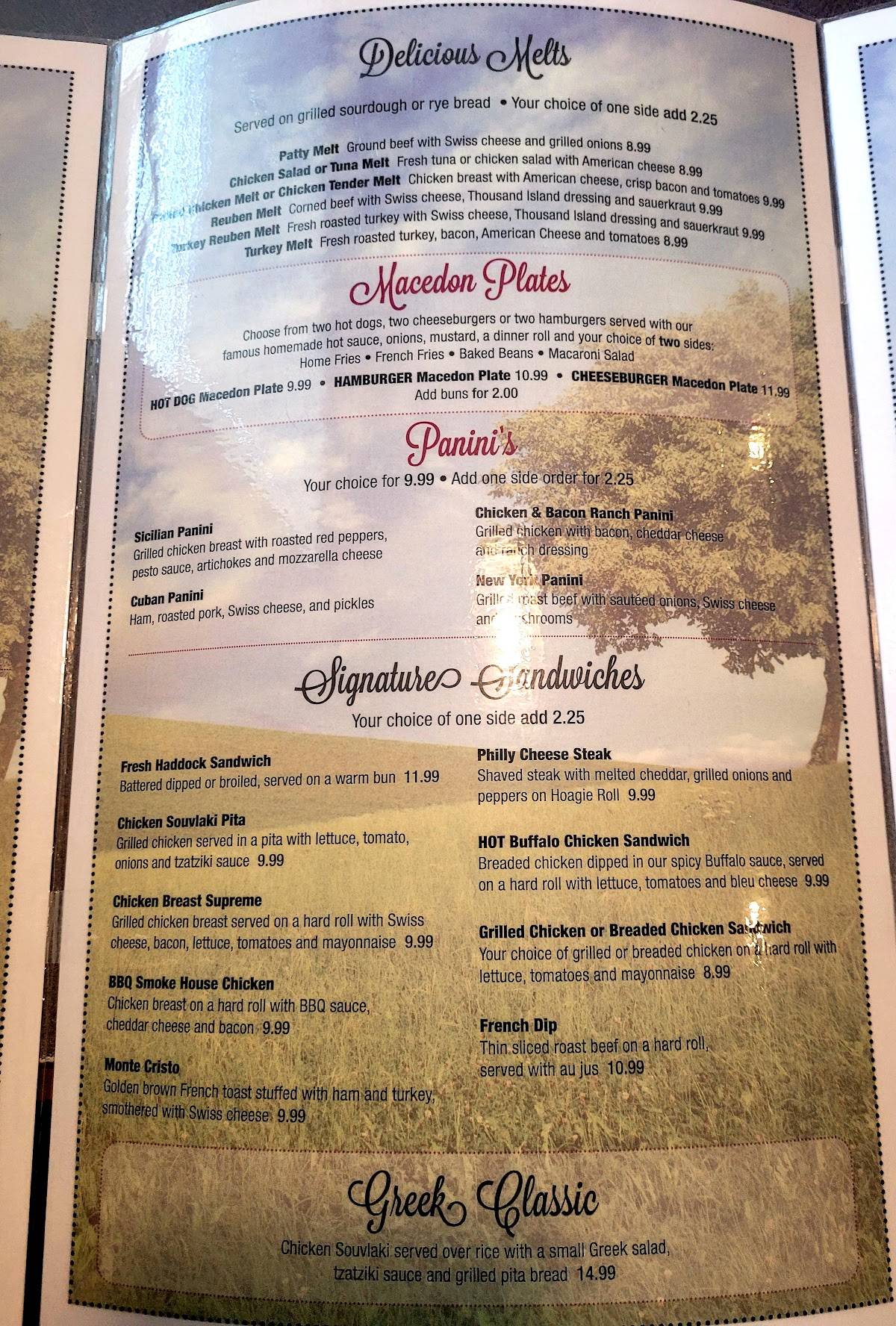 Menu at Macedon Hills Family Restaurant, Macedon