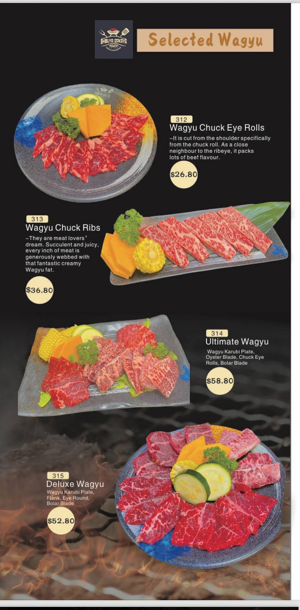 Menu at Shibuya Izakaya Mackay restaurant, Mackay