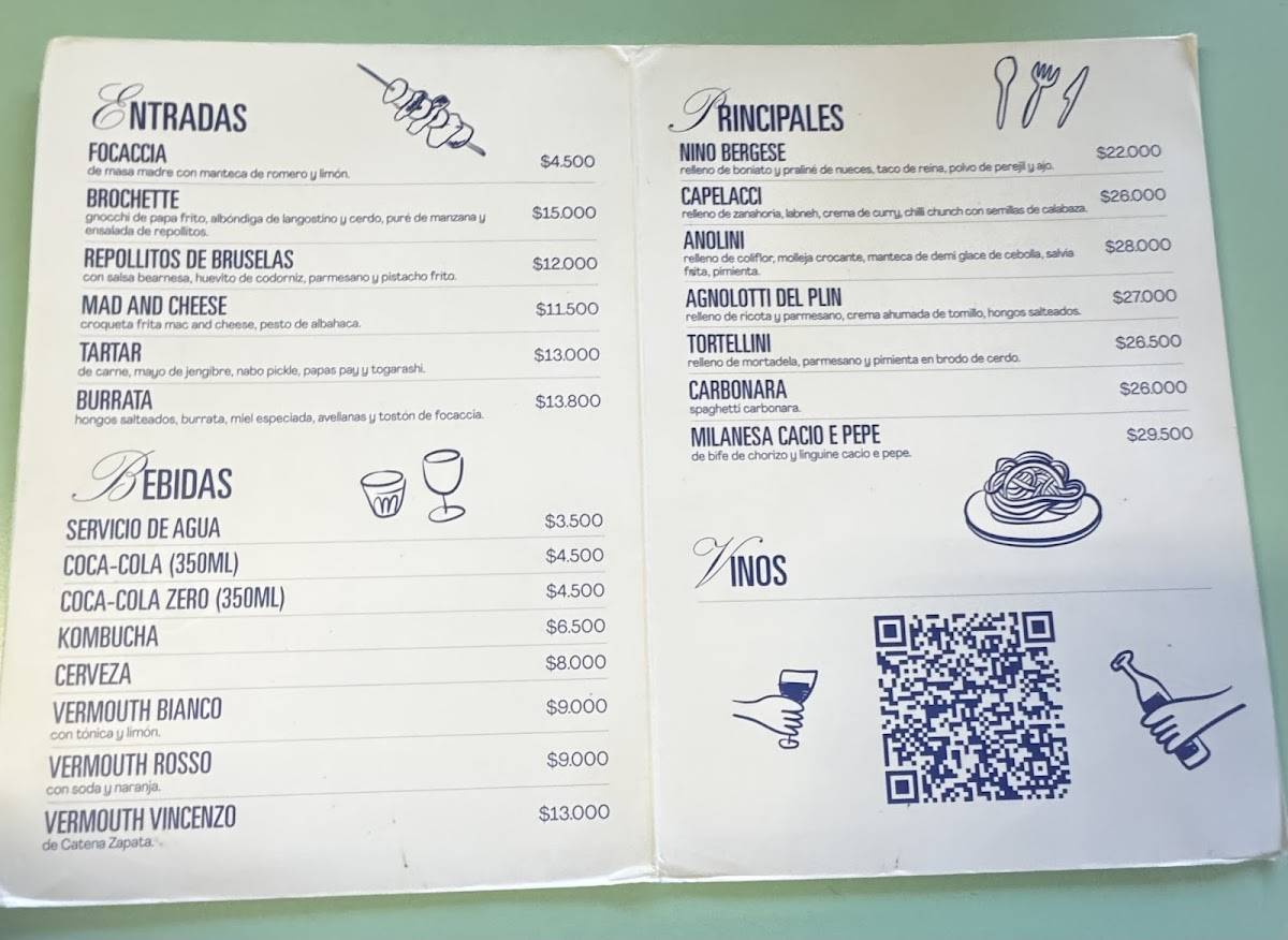 Carta del restaurante Mad Pasta House, Martínez