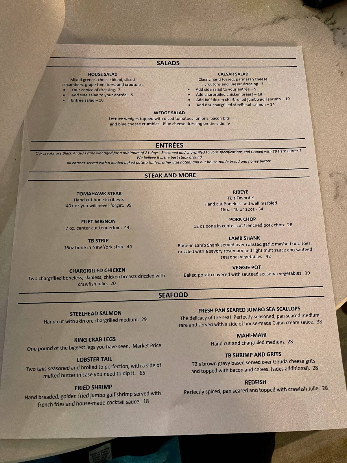 Menu at Tom Brown's Restaurant - Madison, Madison